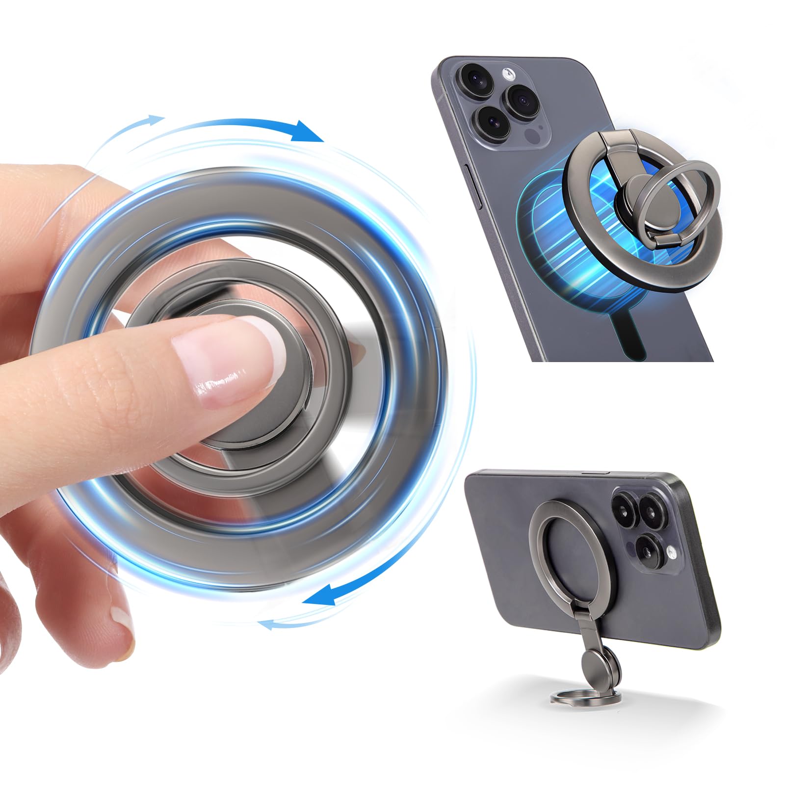 Amazon.com: CISID Magnetic Phone Grip, Gyroscope Phone Ring Holder Grip ...