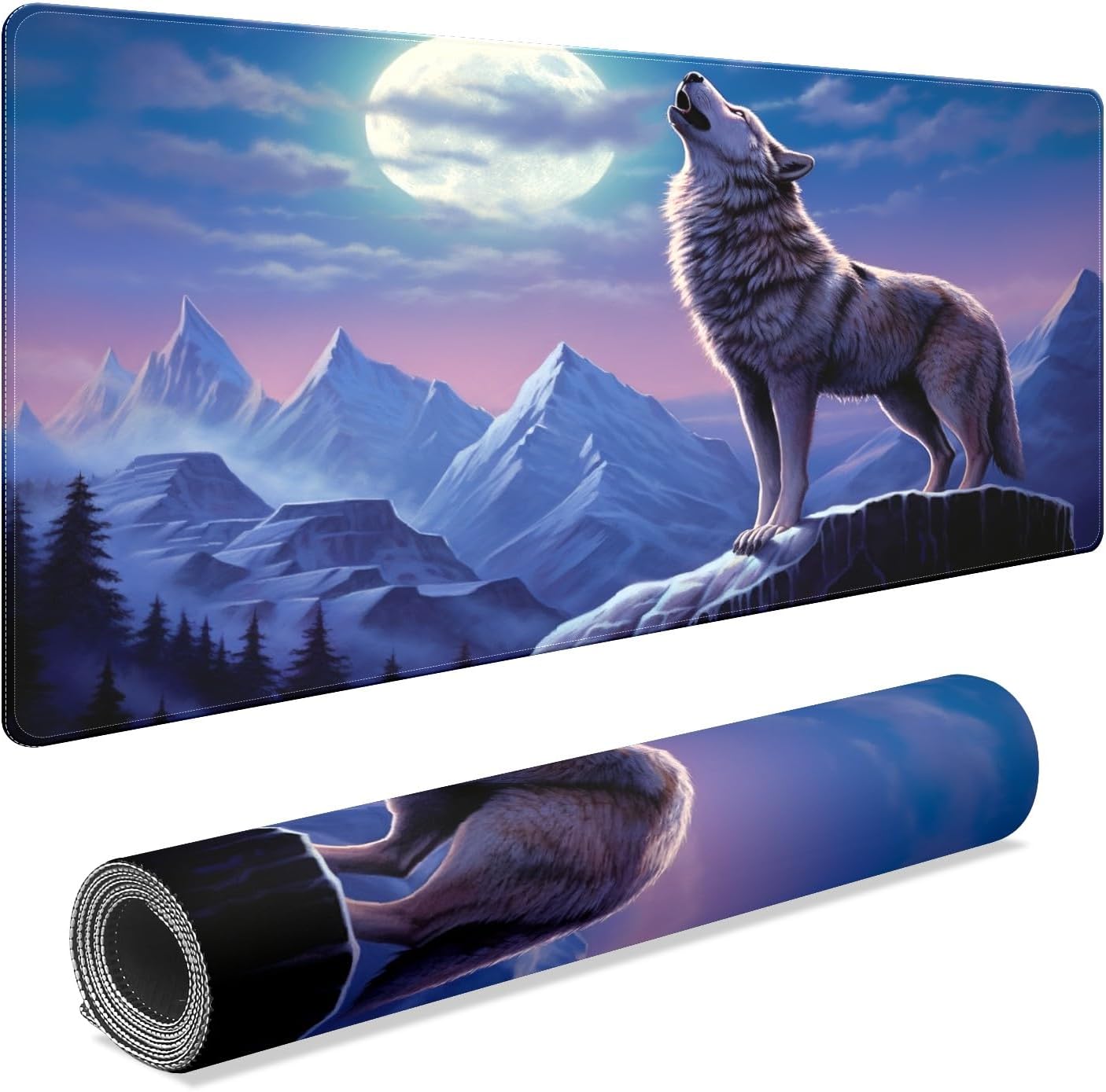 Amazon.com: FCZ Large Gaming Mouse Pad 35.4''x15.7'' Howling Wolf Moon ...