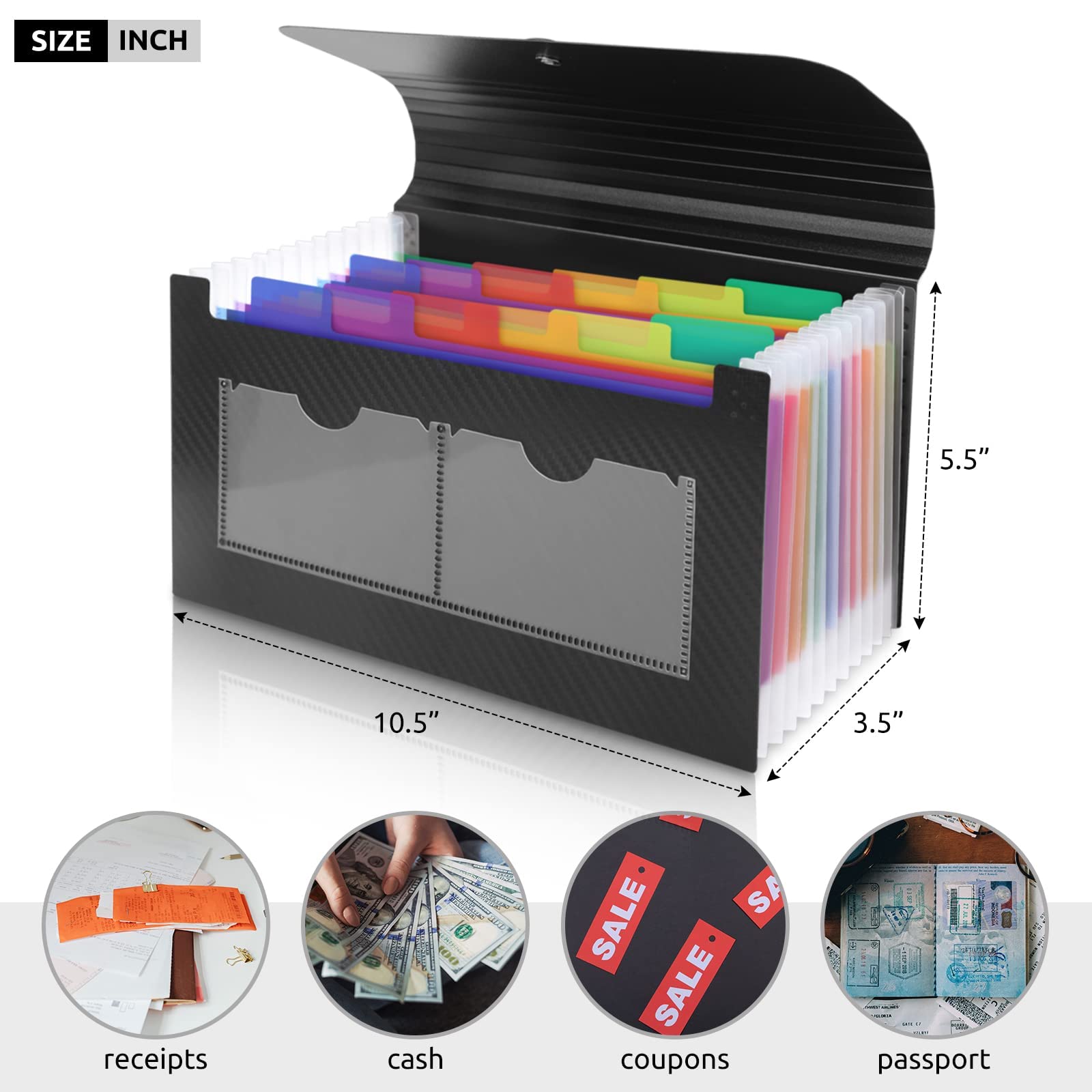 Snapklik.com : Receipt Coupon Organizer Holder, 13 Pockets Small ...