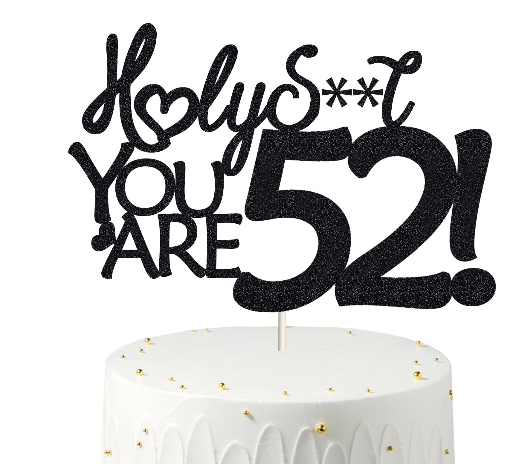 Snapklik.com : 52 Cake Toppers, 52 Birthday Cake Toppers-Black Glitter ...