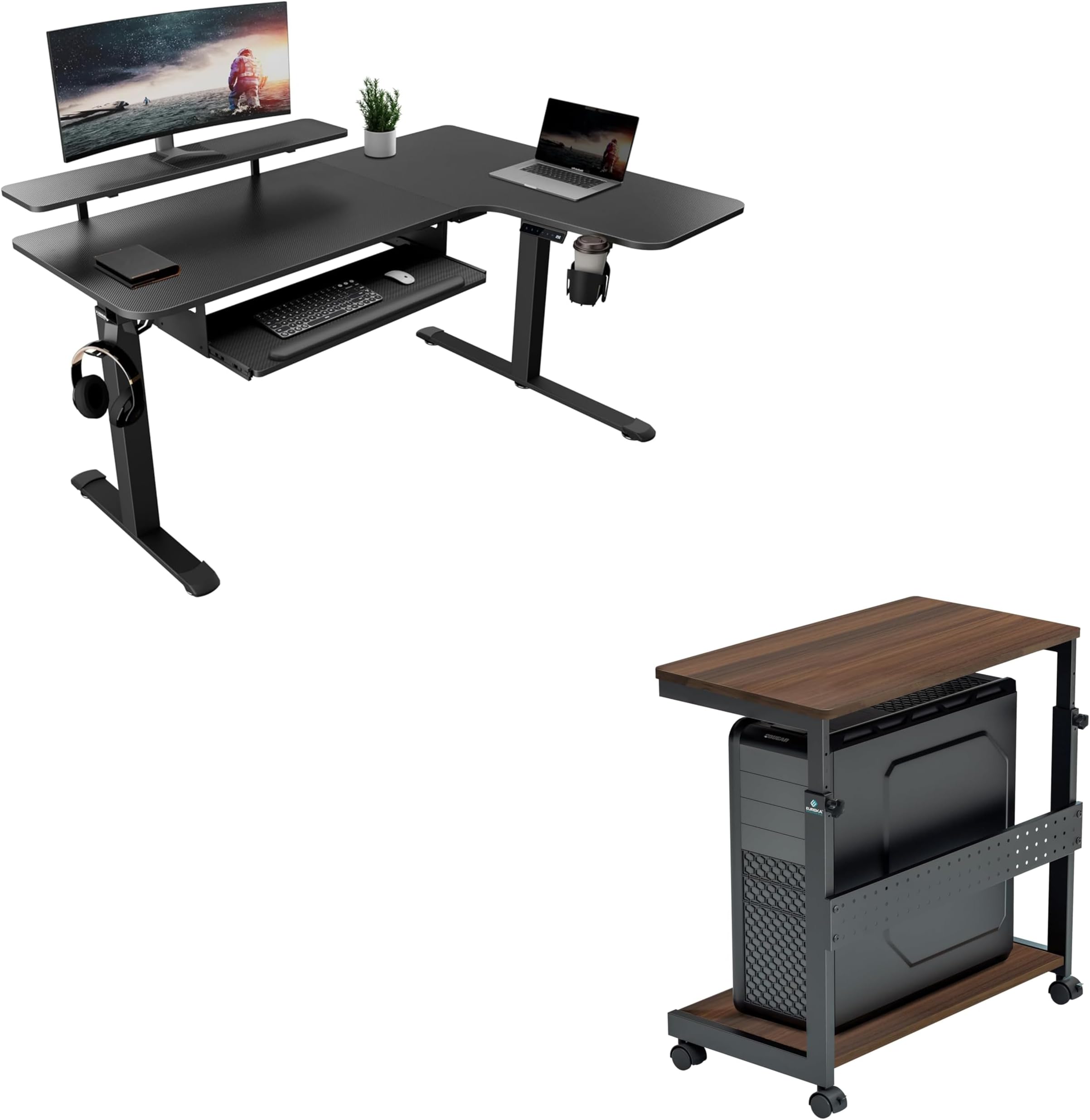Amazon.com: EUREKA ERGONOMIC Standing Desk 61" Adjustable Height L Shaped Desk with Keyboard ...