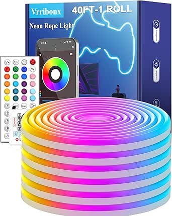 Amazon.com: 40Ft LED Neon Rope Lights,Control with App/Remote,Flexible ...
