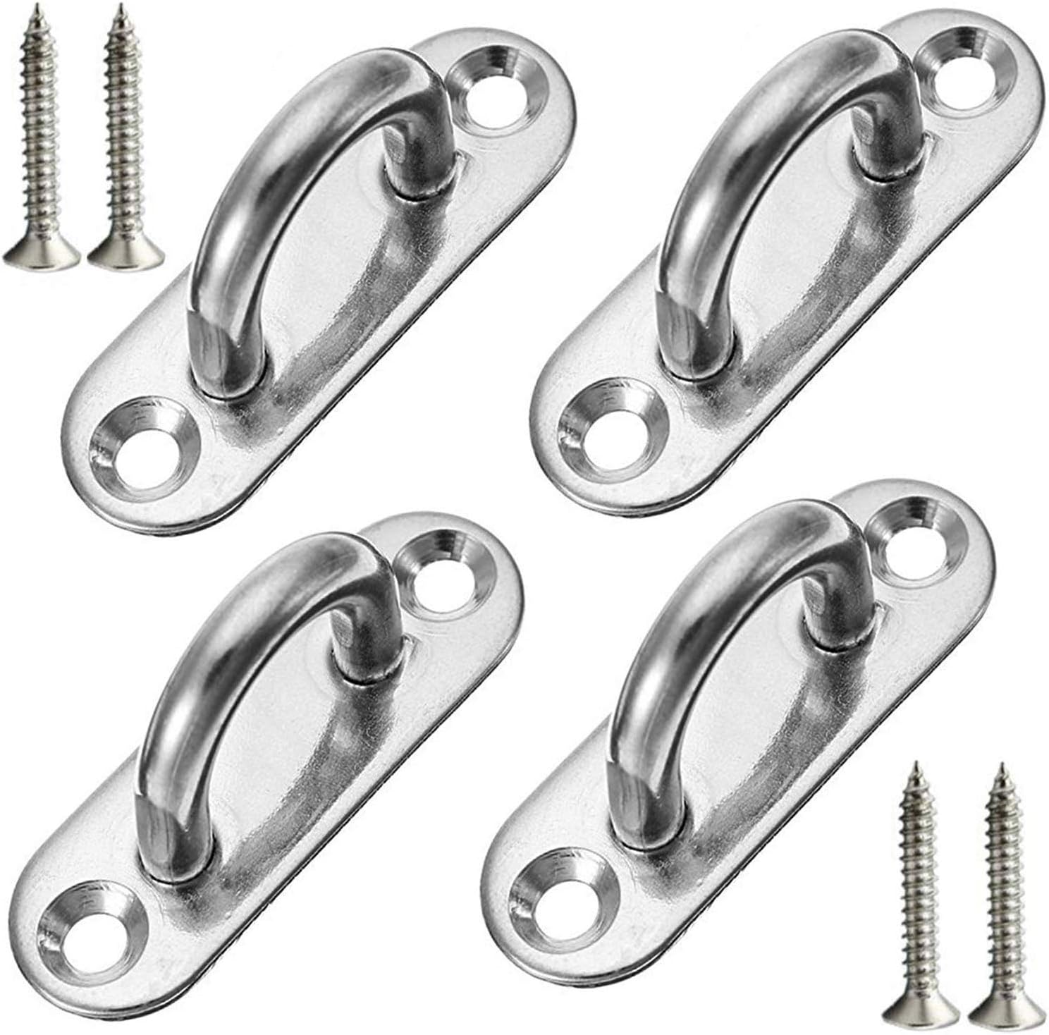 Amazon.com: 4 Pcs 3.1 Inch 304 Stainless Steel Ceiling Hooks Pad Eyes ...