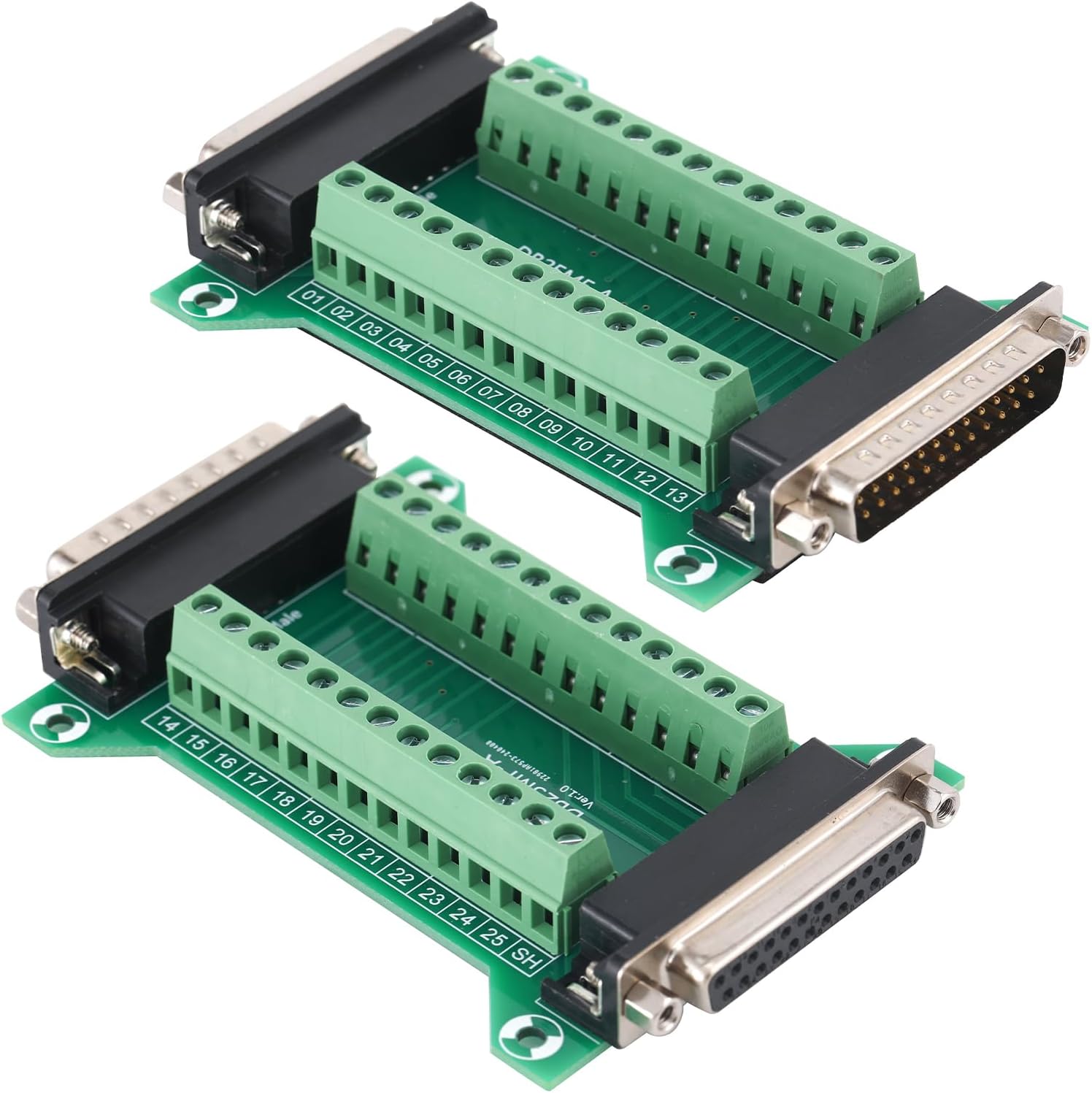 Amazon.com: ANMBEST 2PCS DB25 Male Female Connector in One Breakout Board, DB9 Solderless RS232 ...