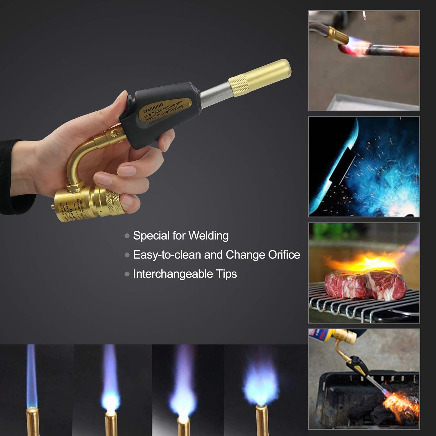 Gas Turbo Torch Tips with Adjustable Swirl Flame, Brazing Soldering ...