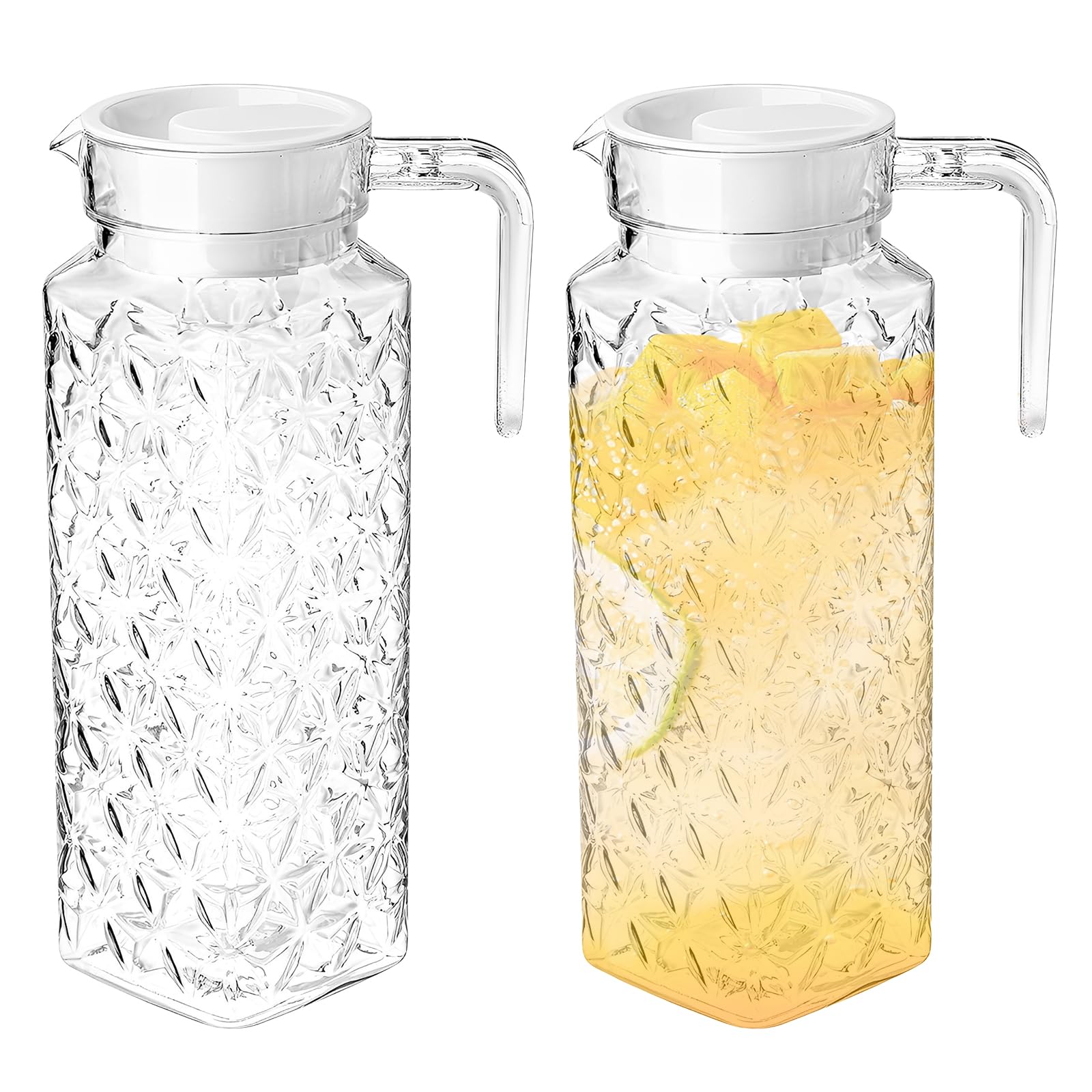 Amazon.com: KTZCTPCA 2Pcs Acrylic Pitcher, 37oz Clear Plastic Pitcher ...