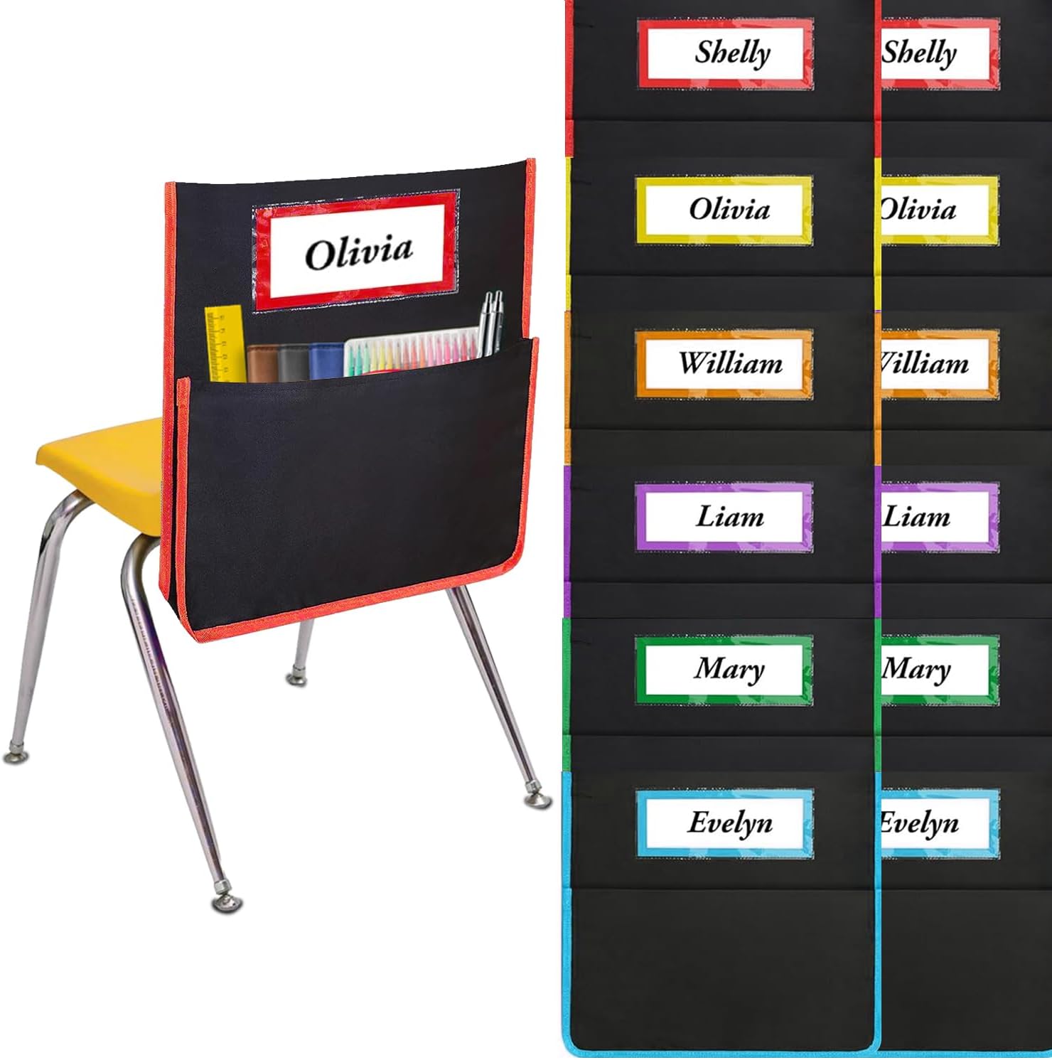 Amazon.com: Runpig 12 Pcs Classroom Chair Pockets, 17 x 15 Inch Seat ...