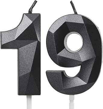 Amazon.com: Number 19 Candles,19th Birthday Candles, Black Happy ...