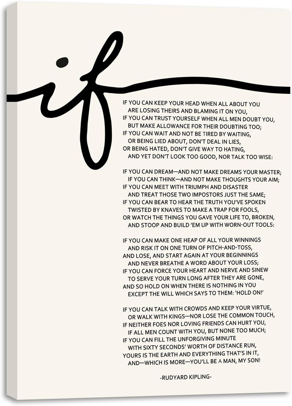 Amazon.com: If Poem Inspirational Framed Canvas Print Wall Art If Poem ...