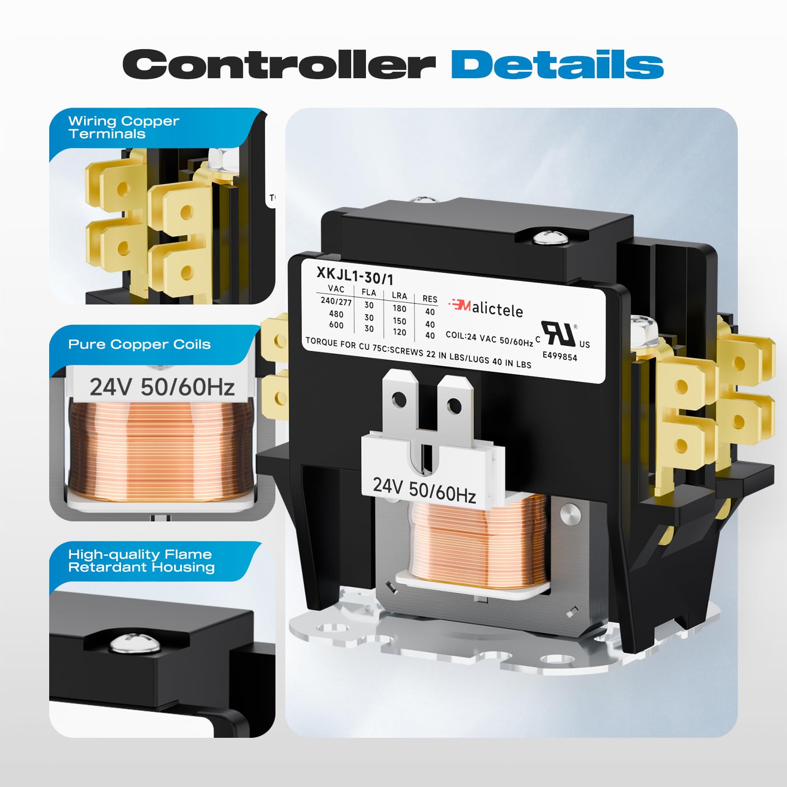 Snapklik.com : HVAC Contactor, 1 Pole 30 Amp 24V Coil Air Conditioner ...