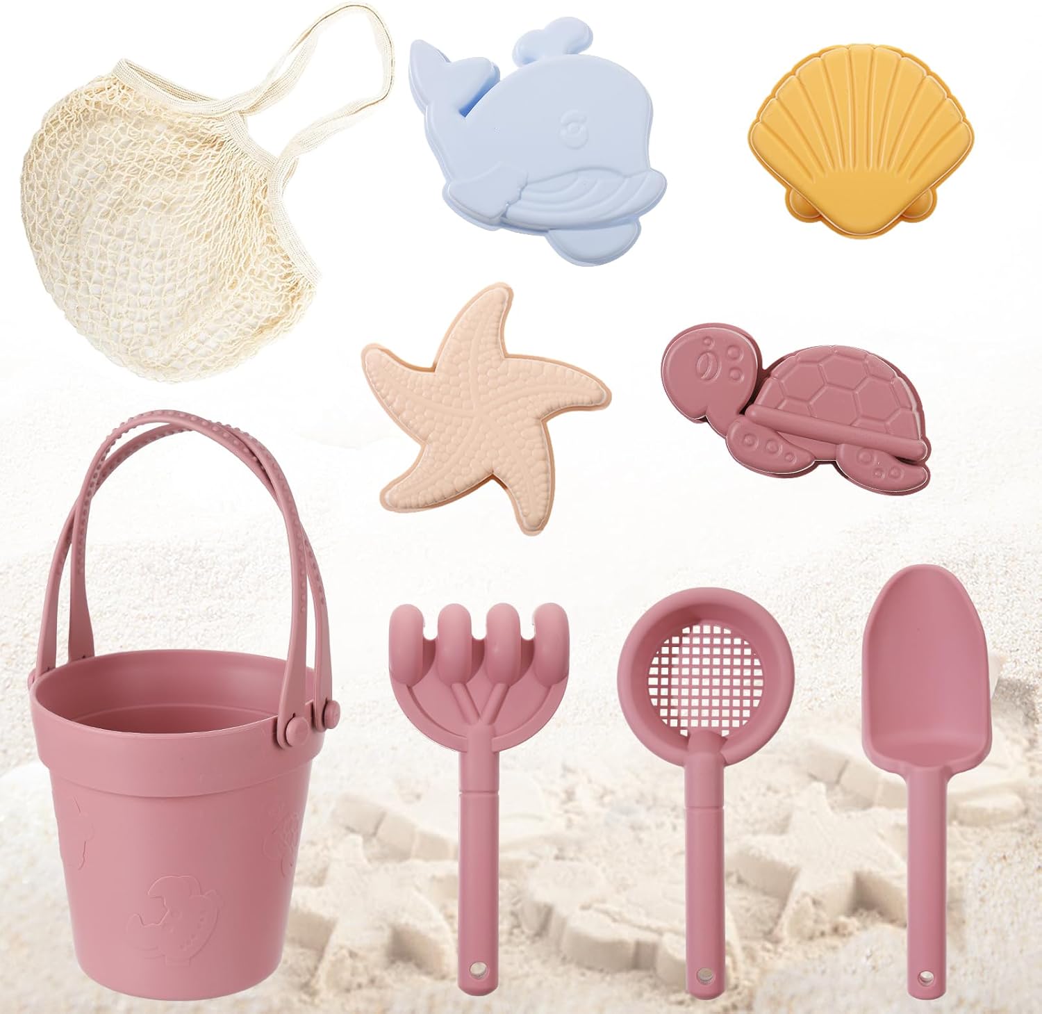 Amazon.com: 9Pcs Silicone Beach Toys for Kids - Girls Baby Sandbox Toys ...