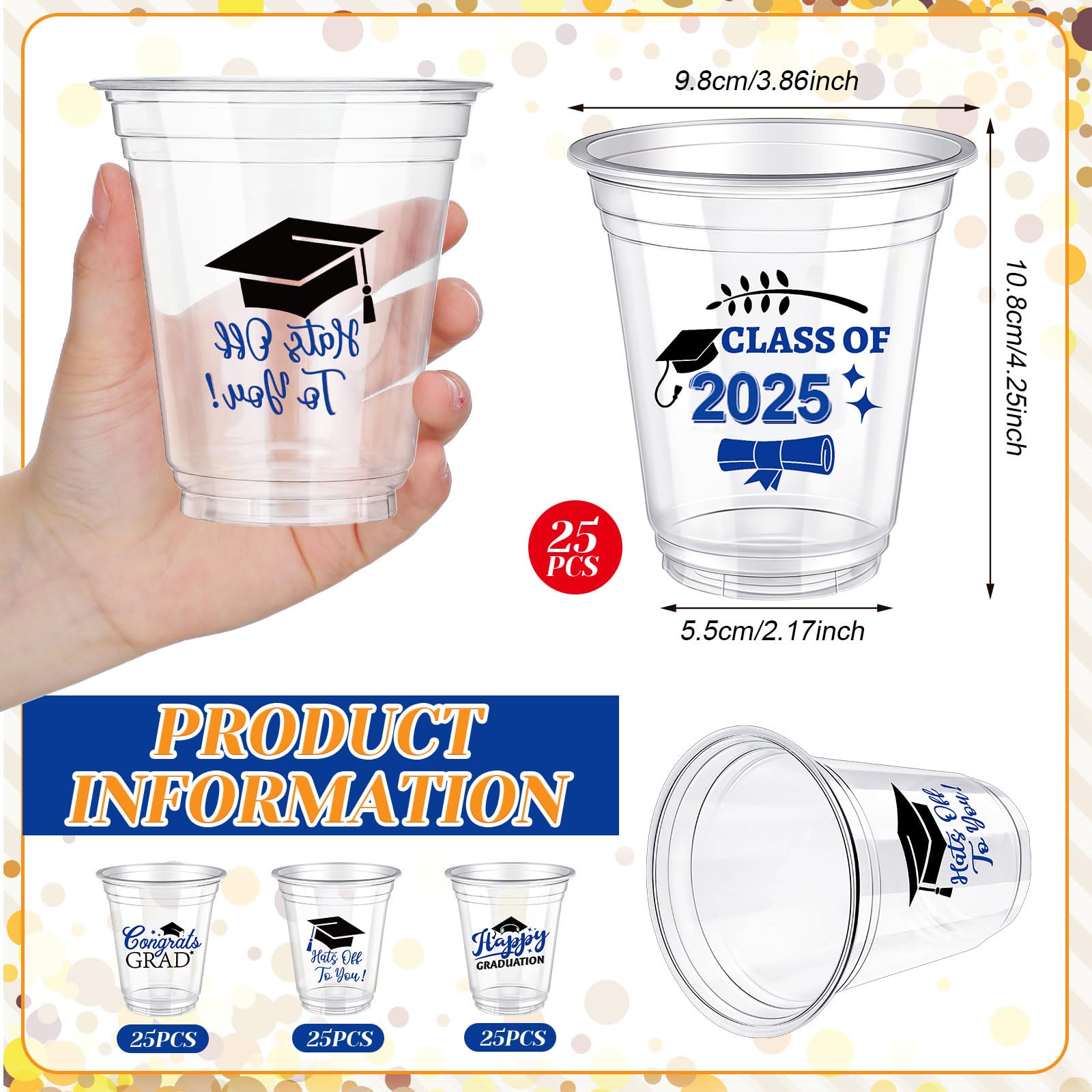 Snapklik.com : Eaasty 100 Pcs 12oz Graduation Cups 2025 Disposable ...