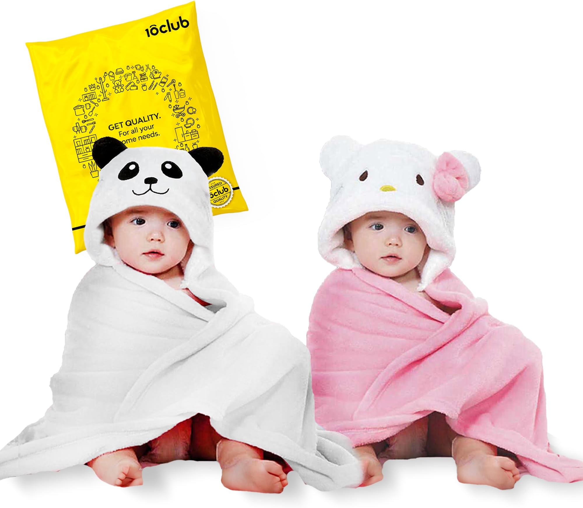 MY NEWBORN by 10 CLUB 3-in-1 Hooded Baby Blanket Wrapper - Set of 2 ...