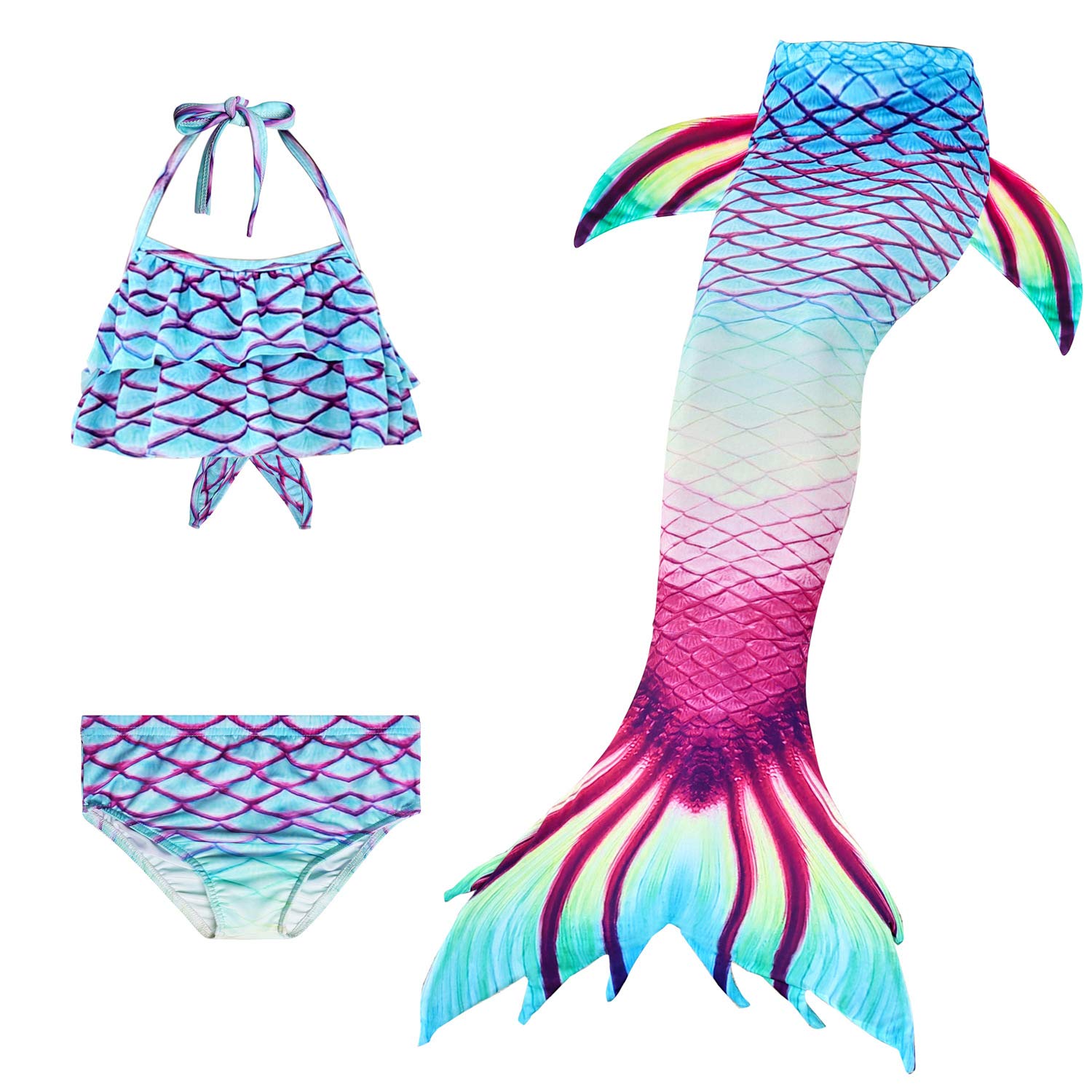 Buy Girls Mermaid Tail Swimsuit Girls Bikini Top And Big Fish Tail ...
