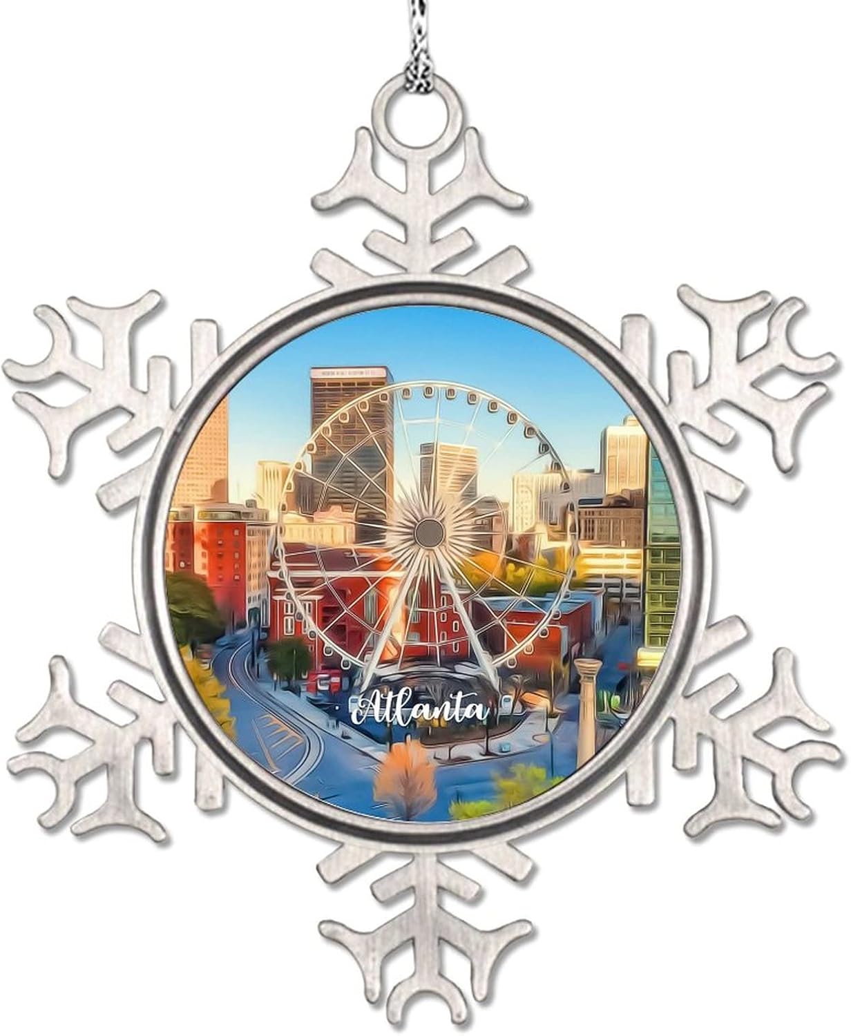 Amazon.com: Snowflake Ornaments Atlanta Downtown Cityscape Christmas ...