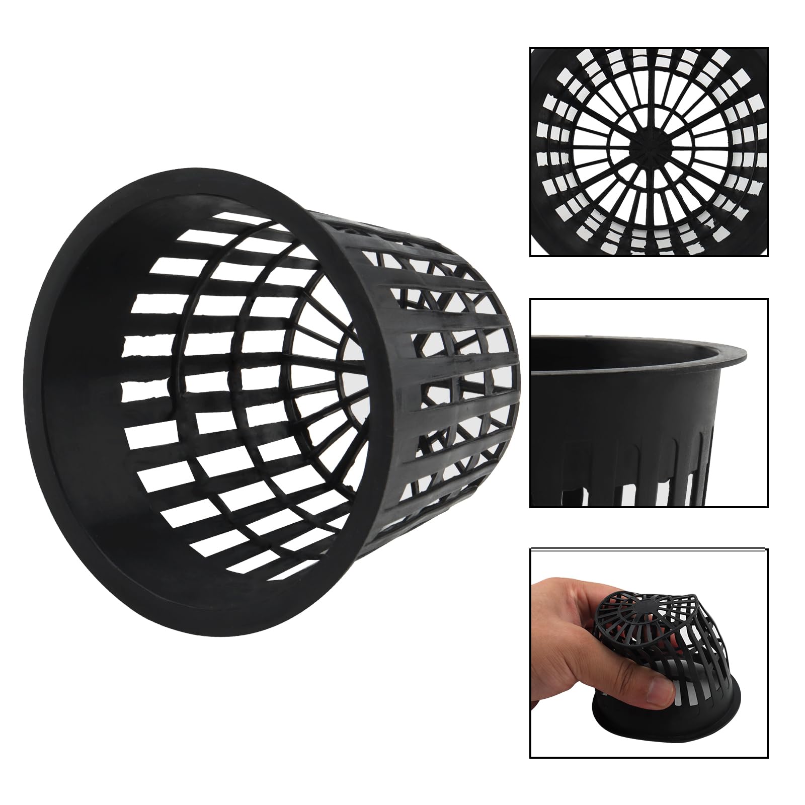 ZEONHEI Plastic Mesh Pot, 50 Pack, 8x6x5 cm, Black for Hydroponics ...