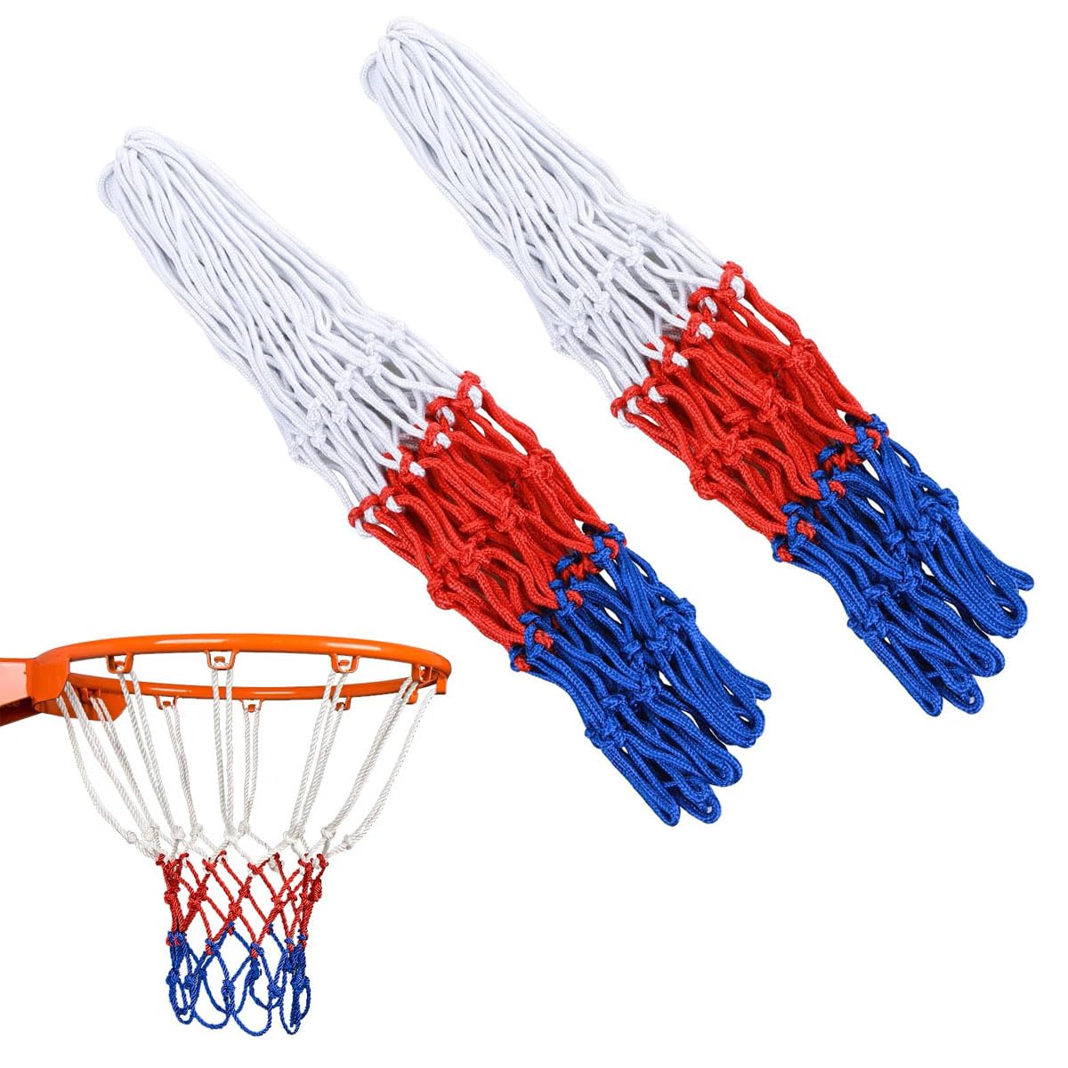 2Pcs Heavy Duty Basketball Net Replacement 12 Loop Tri-colour ...