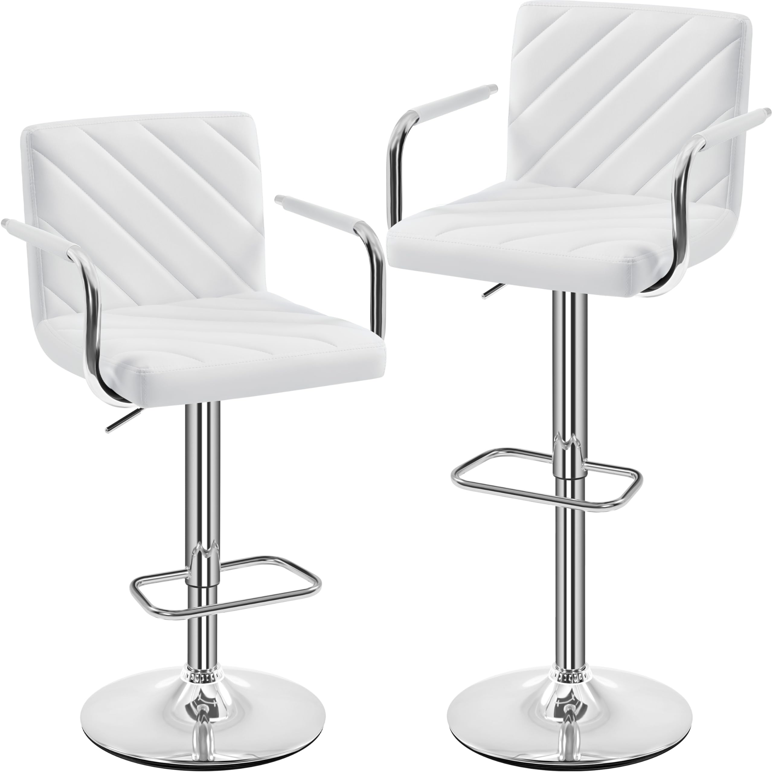 Amazon.com: Yaheetech Bar Stools Set of 2, Height Adjustable Swivel Bar ...