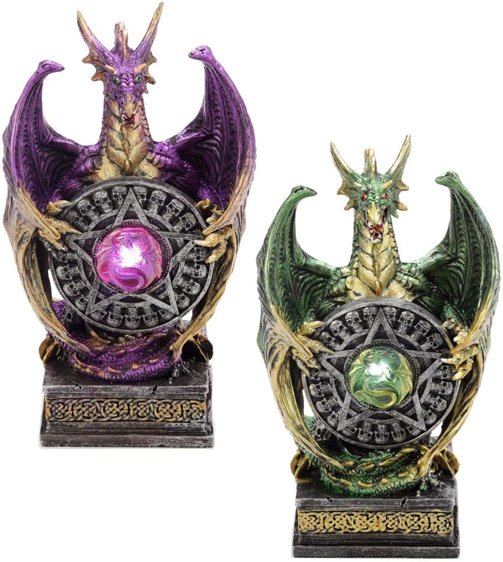 Dark Legends Collection Mystical Vortex Pentangle Dragon with LED Light ...