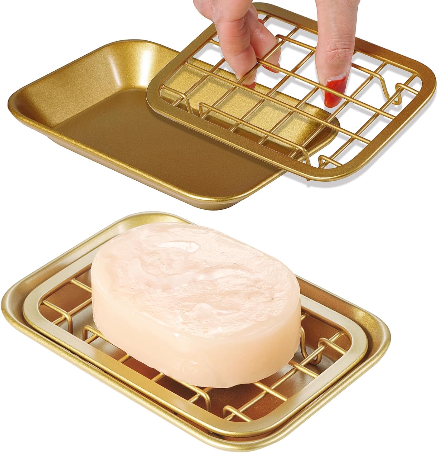 Amazon.com: Kitchen and Bathroom Soap Dish Tray - Metal 2-Piece Soap ...