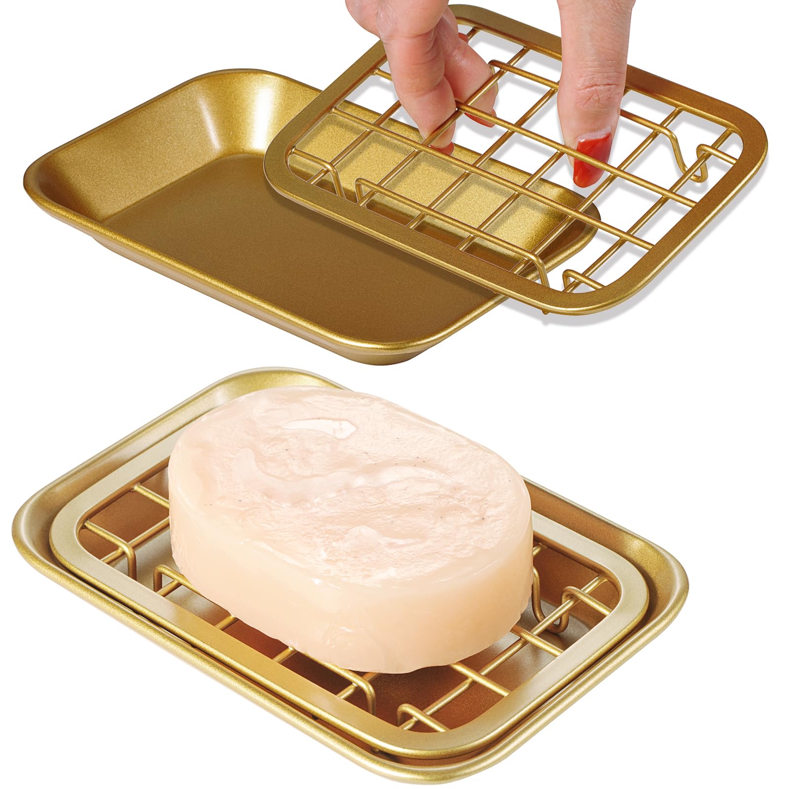 Amazon.com: Kitchen and Bathroom Soap Dish Tray - Metal 2-Piece Soap ...