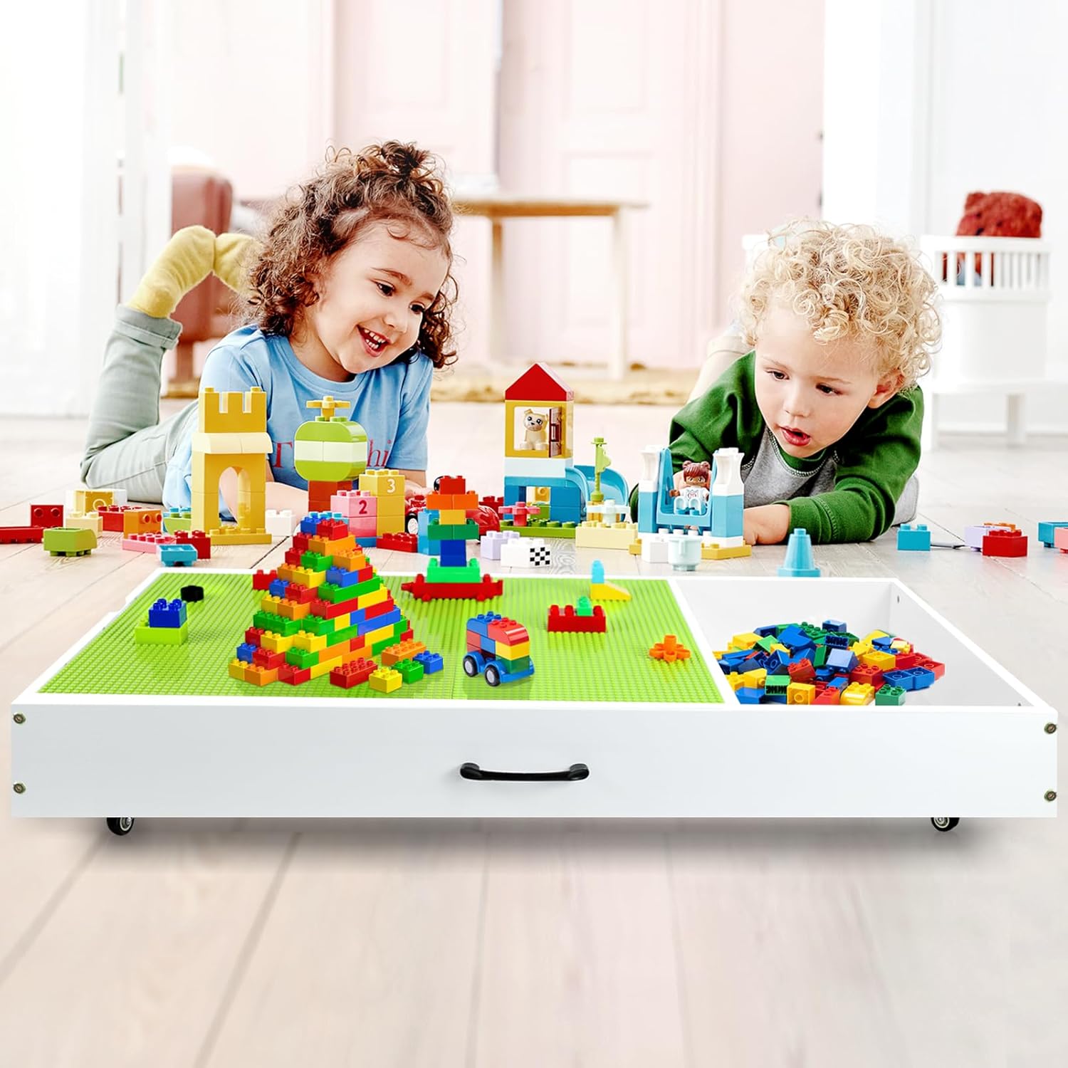 Amazon.com: SUNRISELAND 2 in 1 Kid Activity Table with Large Storage ...