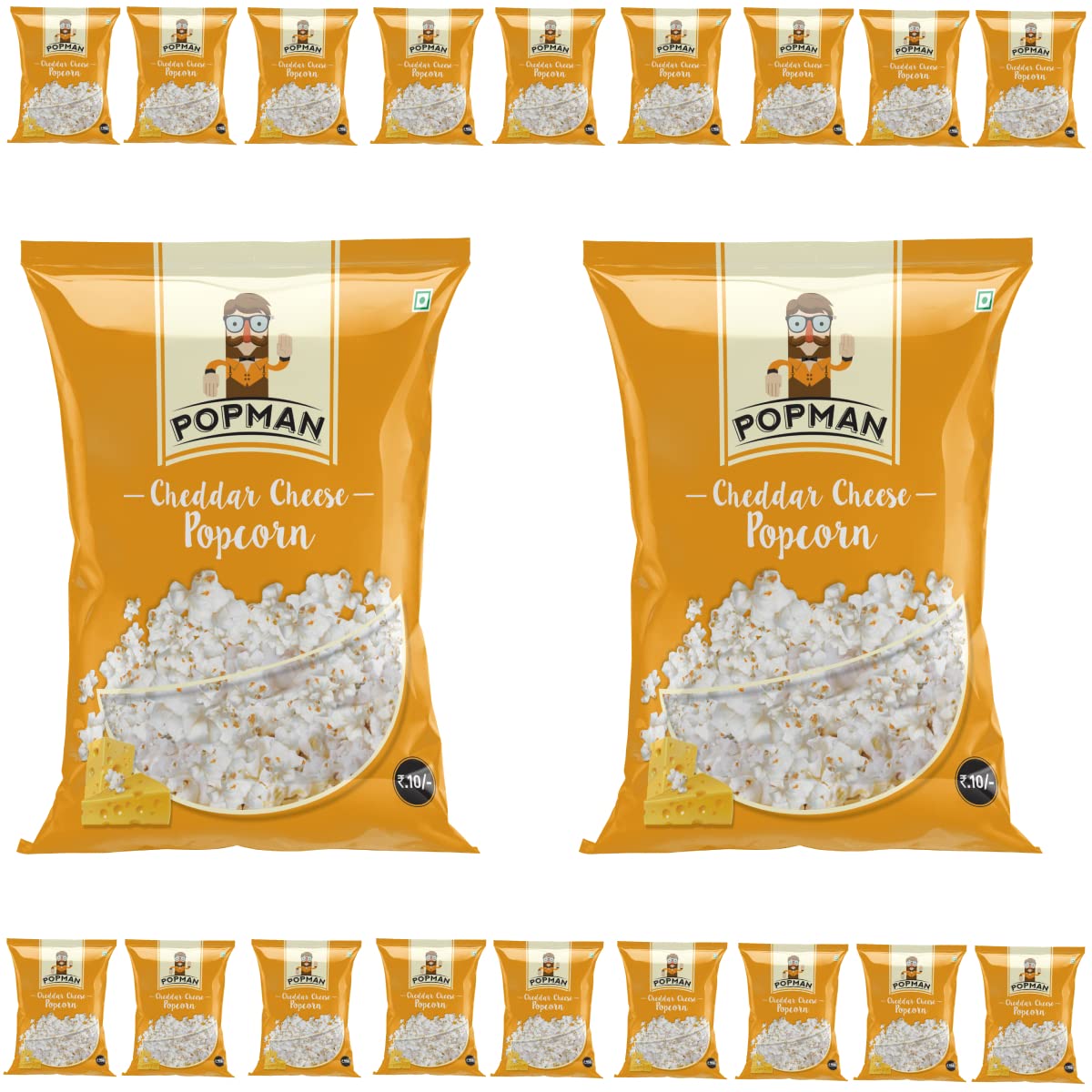 POPMAN Cheddar Cheese Flavorful Popcorn, [Pack of 20 (25g Each Pack ...