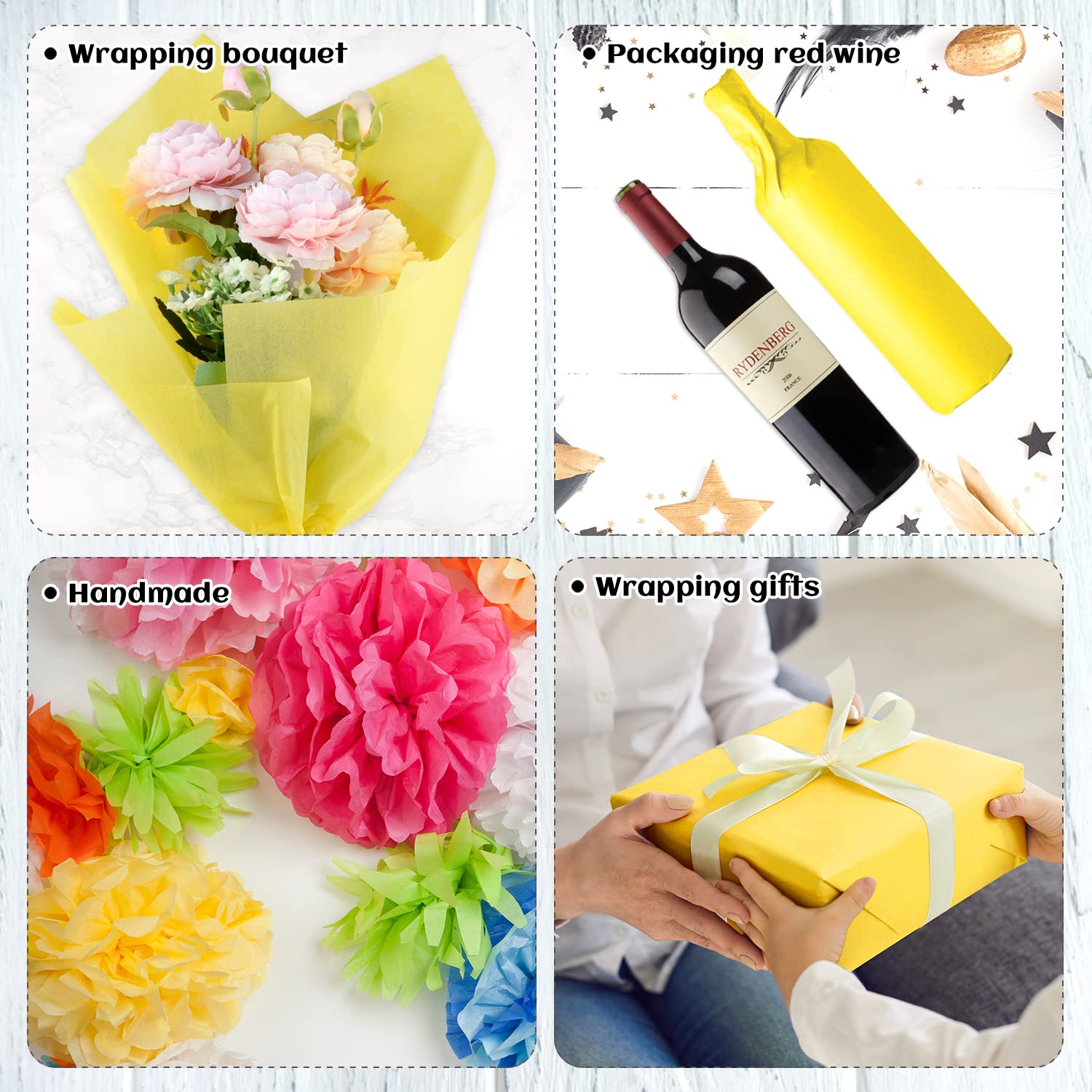 Snapklik.com : NEBURORA 120 Sheets Yellow Tissue Paper - 14 X 20 Inches ...
