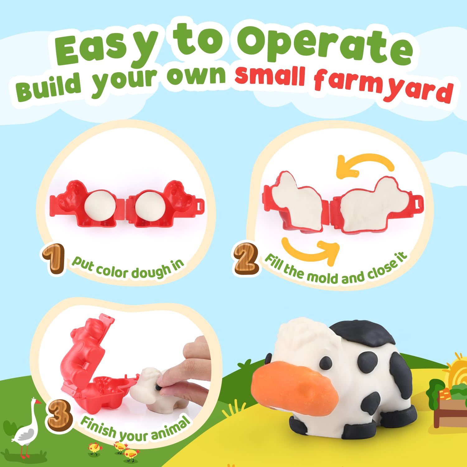 Snapklik.com : PLAY Farm Animals Clay Sets For Kids Ages 4-8, Color ...