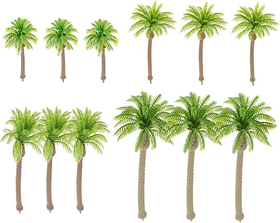 Amazon.com: CORHAD 12 Pieces Plastic Palm Tree Model Scenery Miniature ...