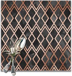 Copper & Black Geo Diamonds Table Placemats for Dining Table,Washable ...