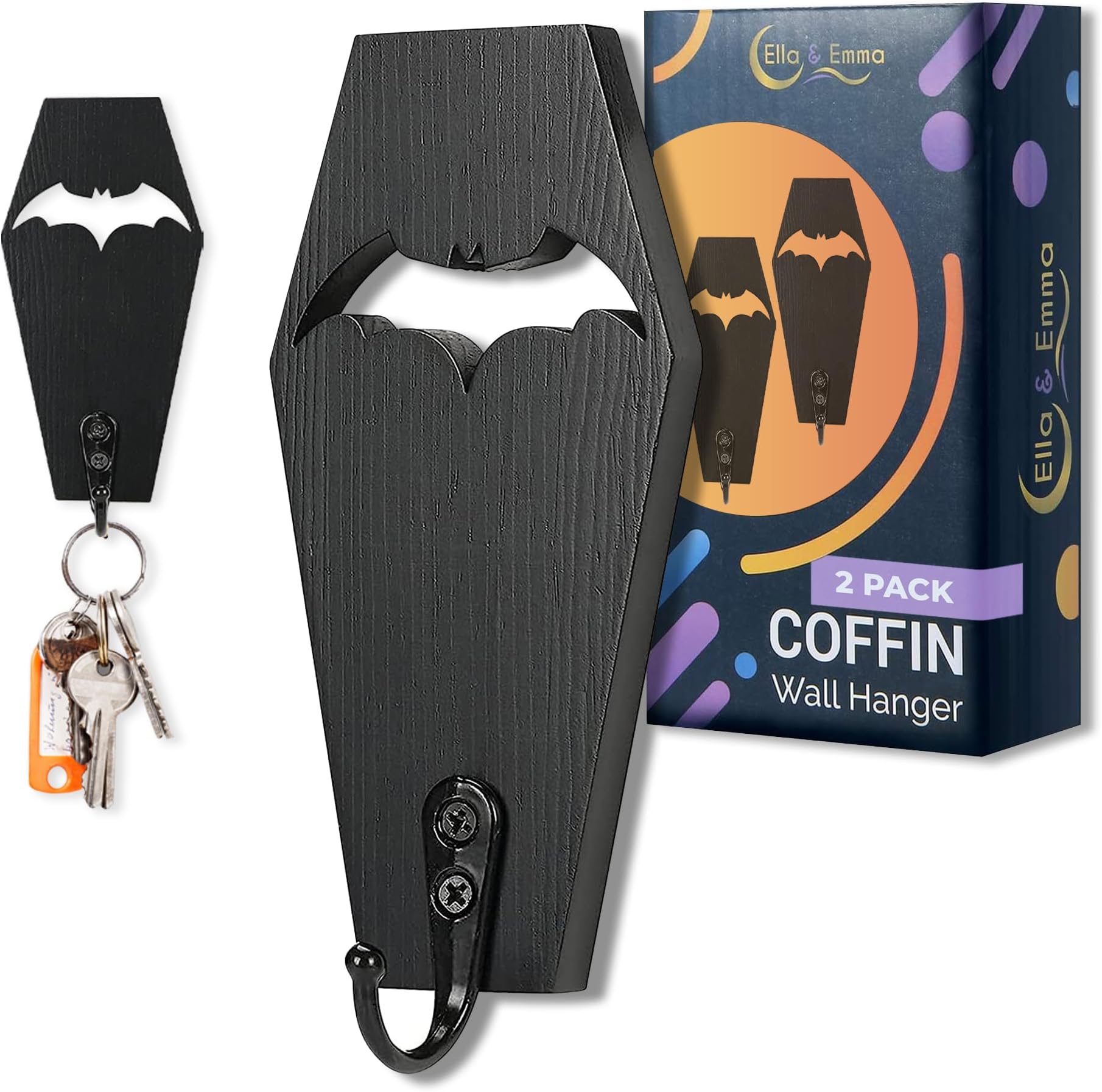 Amazon.com: 4 Pieces Coffin Wall Hook for Keys - Spooky Gothic Home ...