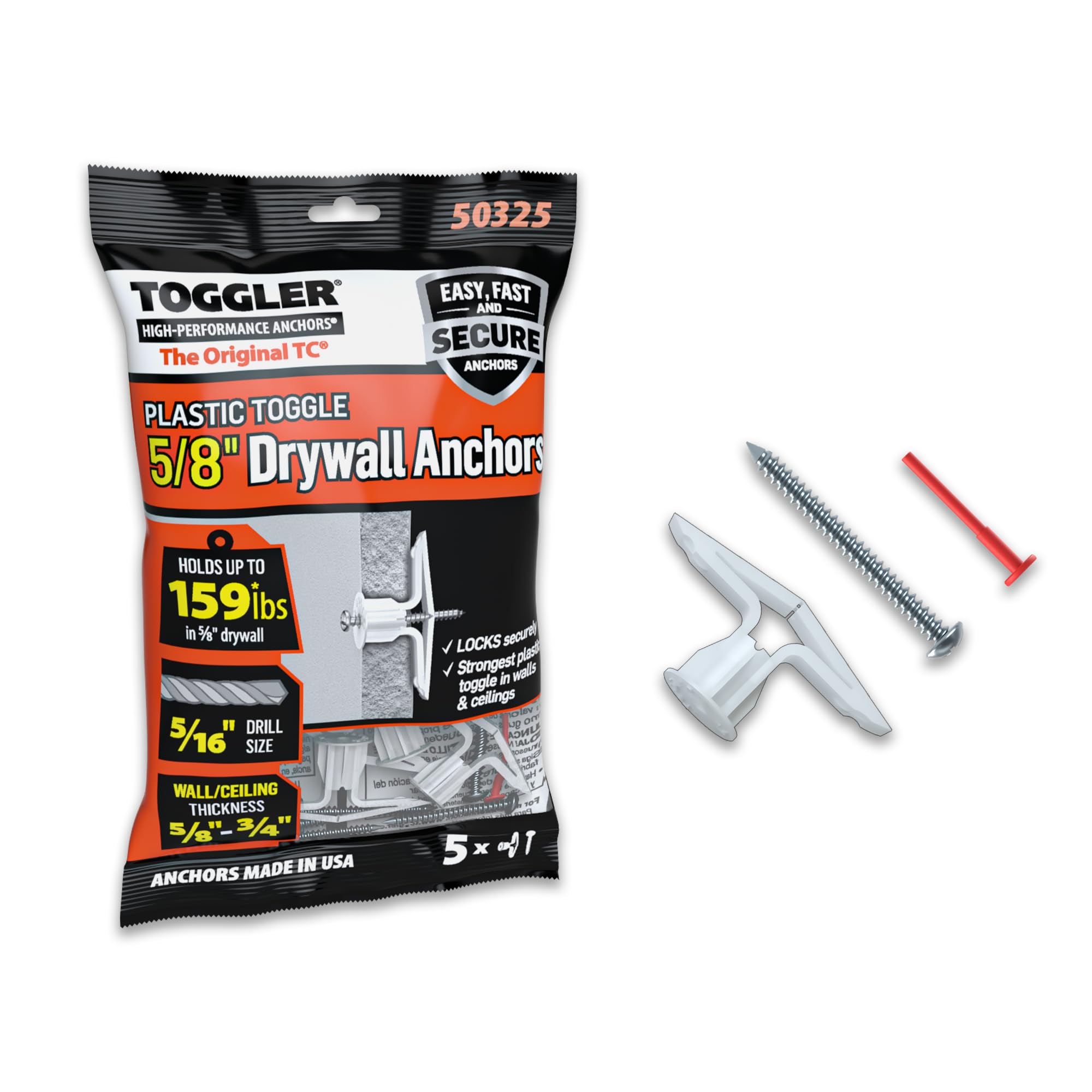 Snapklik.com : TOGGLER Toggle TC Commercial Drywall Anchor