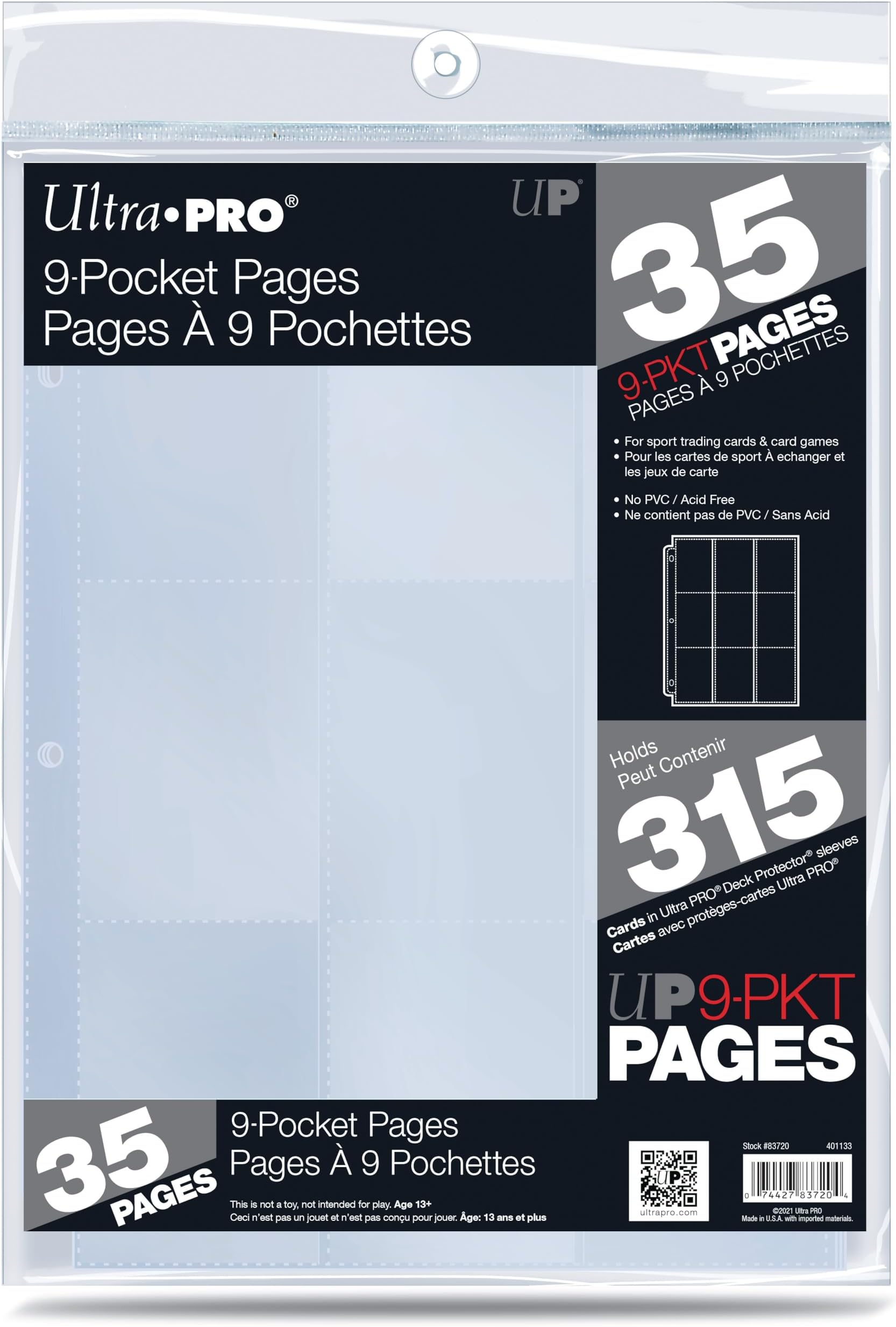 Amazon.com: Ultra PRO - 9 Pocket Card Page, 35 Pages of Card Sleeves ...