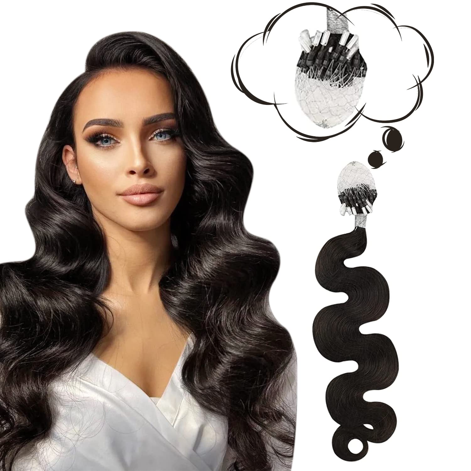 Amazon.com : Moresoo Body Wavy Micro Loop Hair Extension Real Human ...