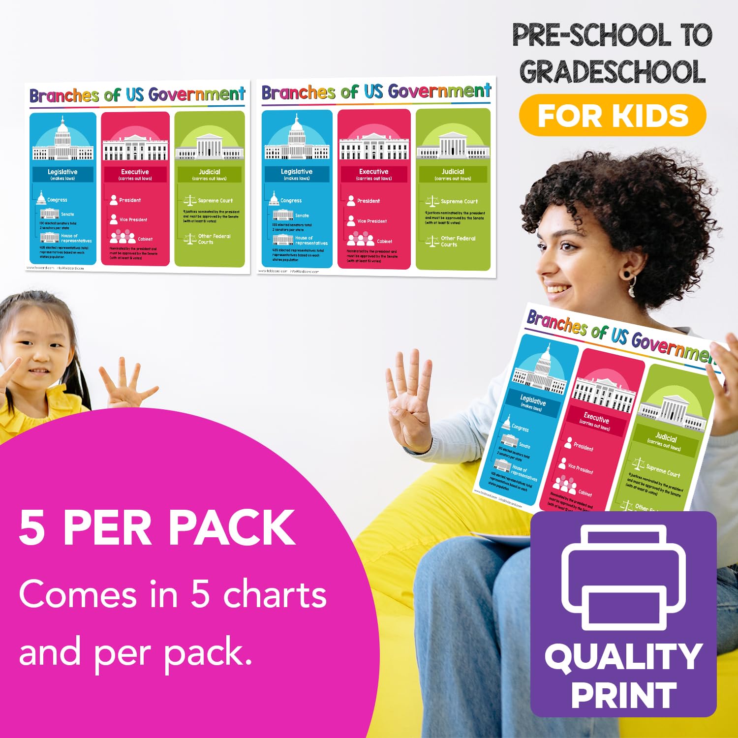 Snapklik.com : Branches Of The US Government Educational Posters For ...