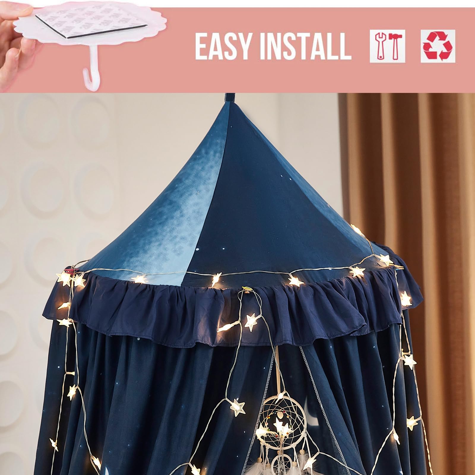 Snapklik.com : Kertnic Decor Canopy For Kids Bed, Soft Smooth Playing ...
