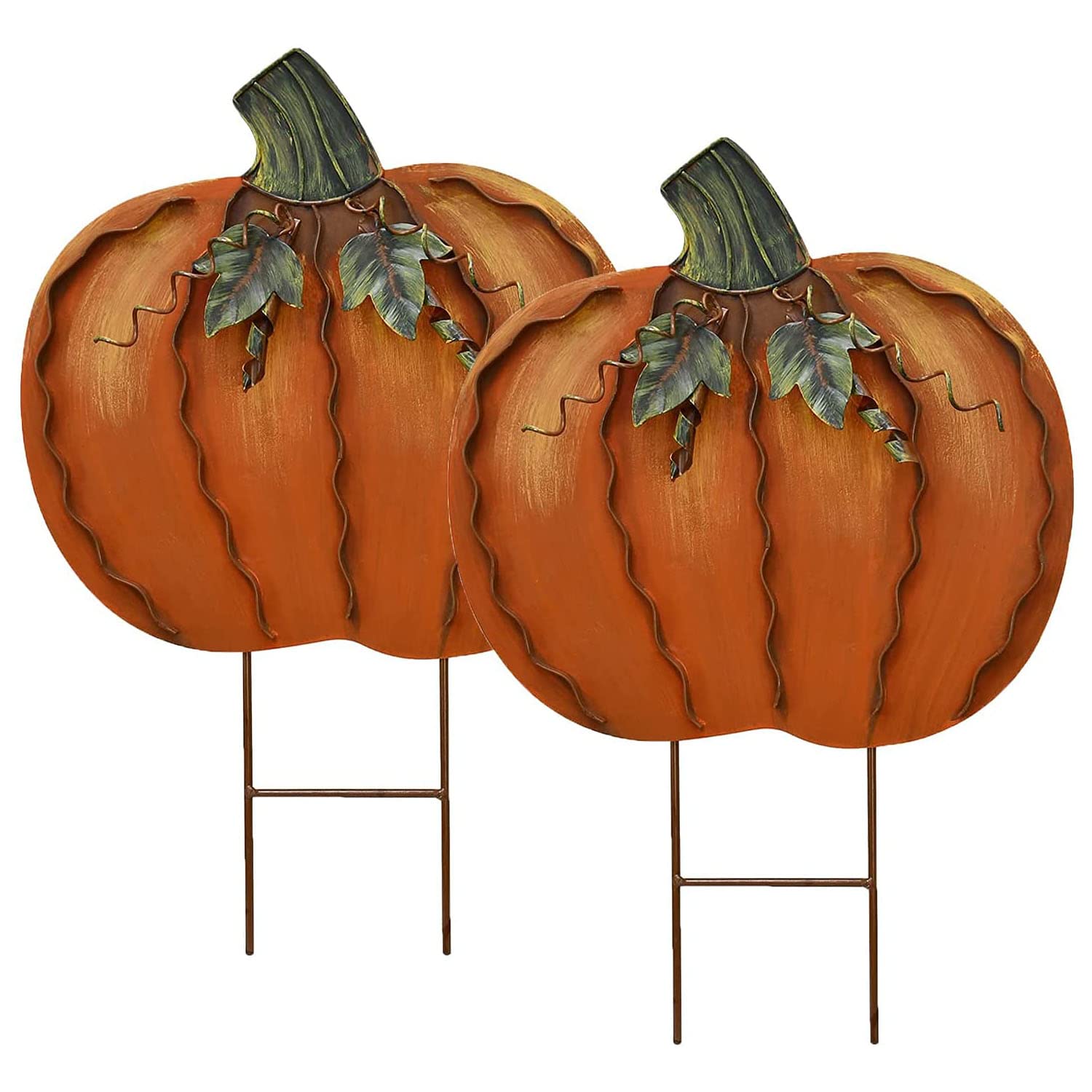 Amazon.com: Rustic Metal Pumpkin Garden Stakes Outdoor Decorations for ...