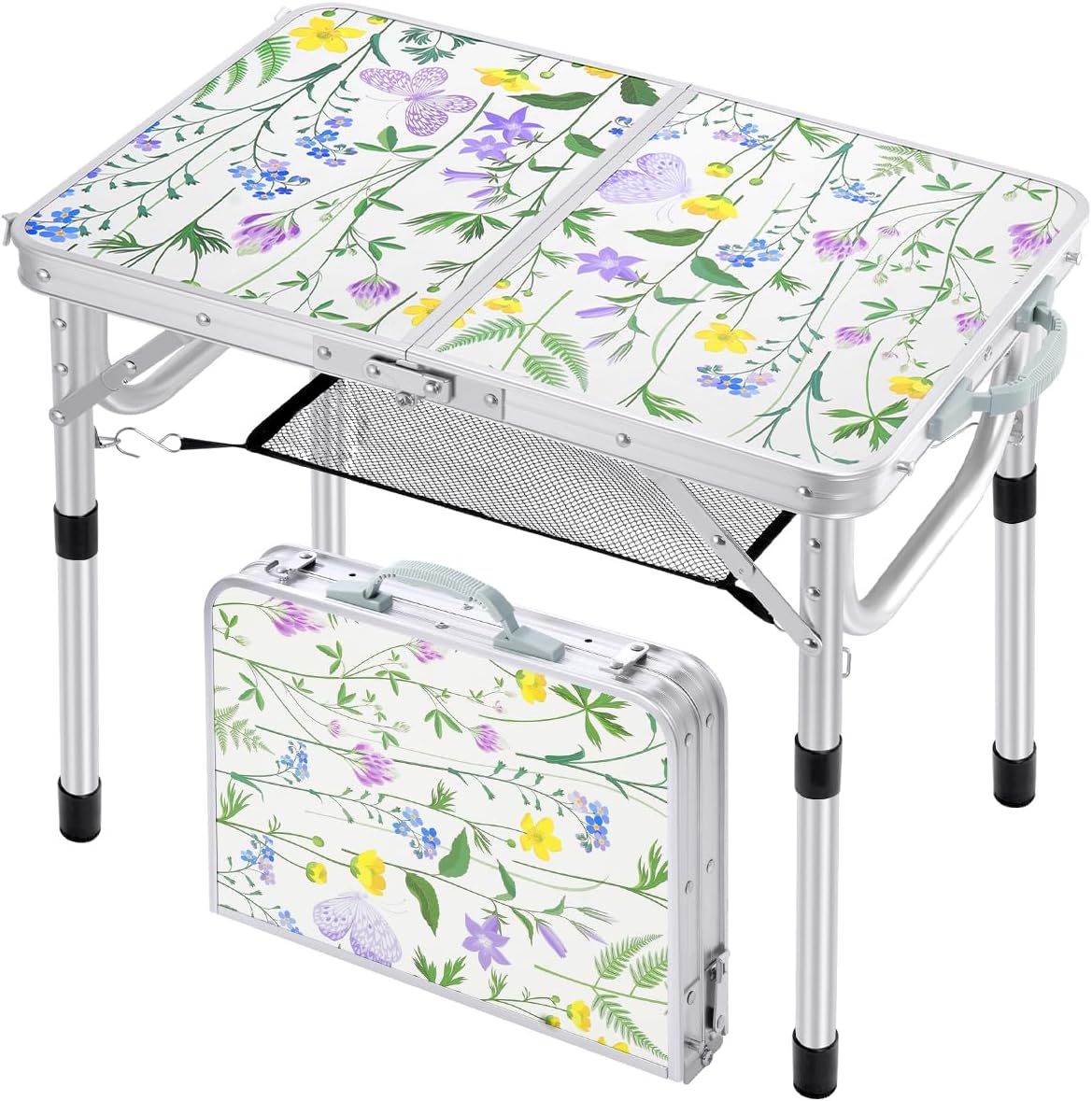 Sportneer Folding Camping Table, Adjustable Height Small Folding Table ...