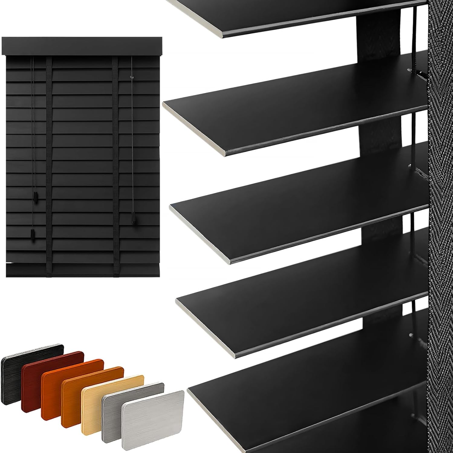 Amazon.com: 2" Slats Wood Blinds for Indoor Windows: Solid Wooden ...