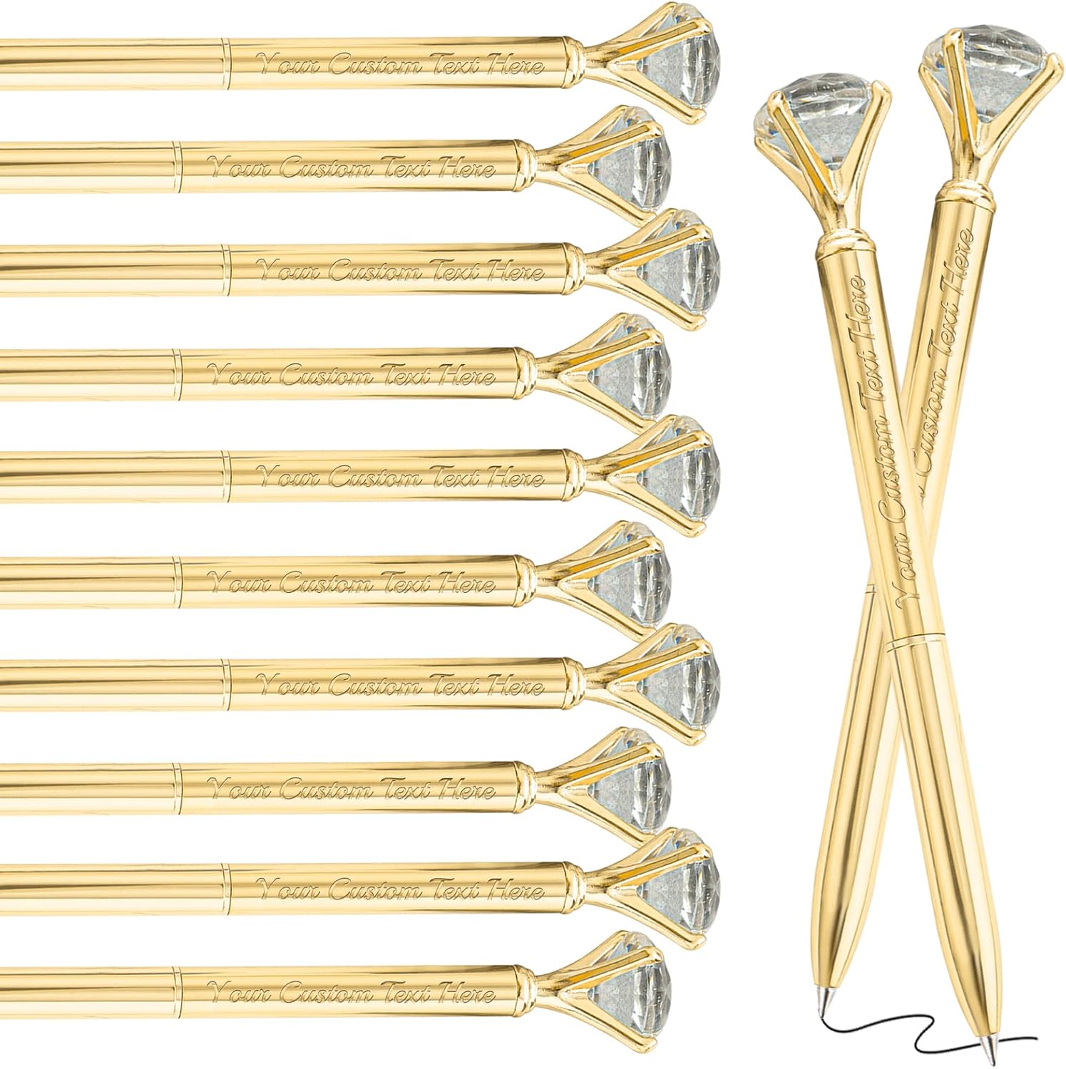 Amazon.com : 10 Pcs Diamond Pens with Crystal Personalized Gold Custom ...