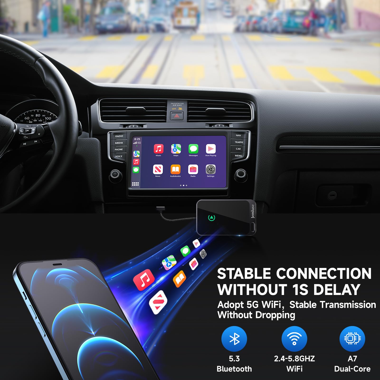 Snapklik.com : Jemluse Wireless CarPlay Adapter For Apple - Stable Fast ...