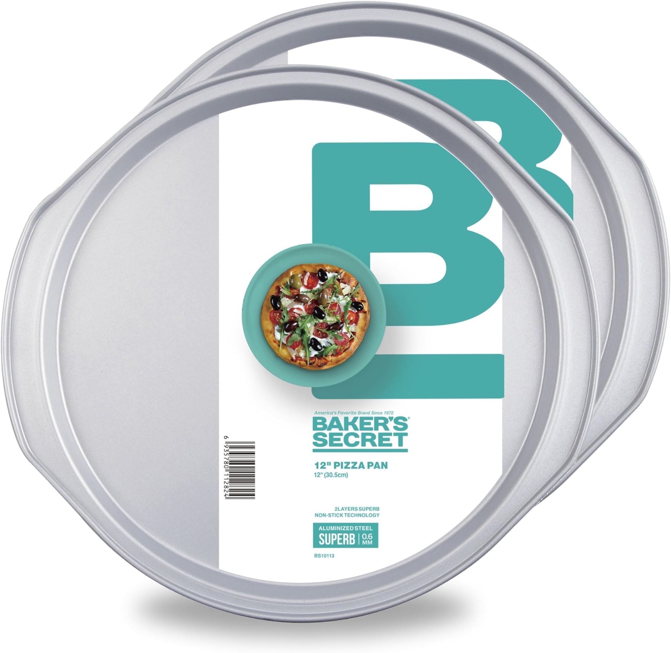 Amazon.com: Baker's Secret 2pcs Pizza Pan for Oven 14", Baking Area 12 ...