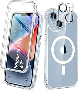 Amazon.com: BANLEA Compatible with iPhone 14 Plus Case Clear, Built-in Screen Protector, with ...