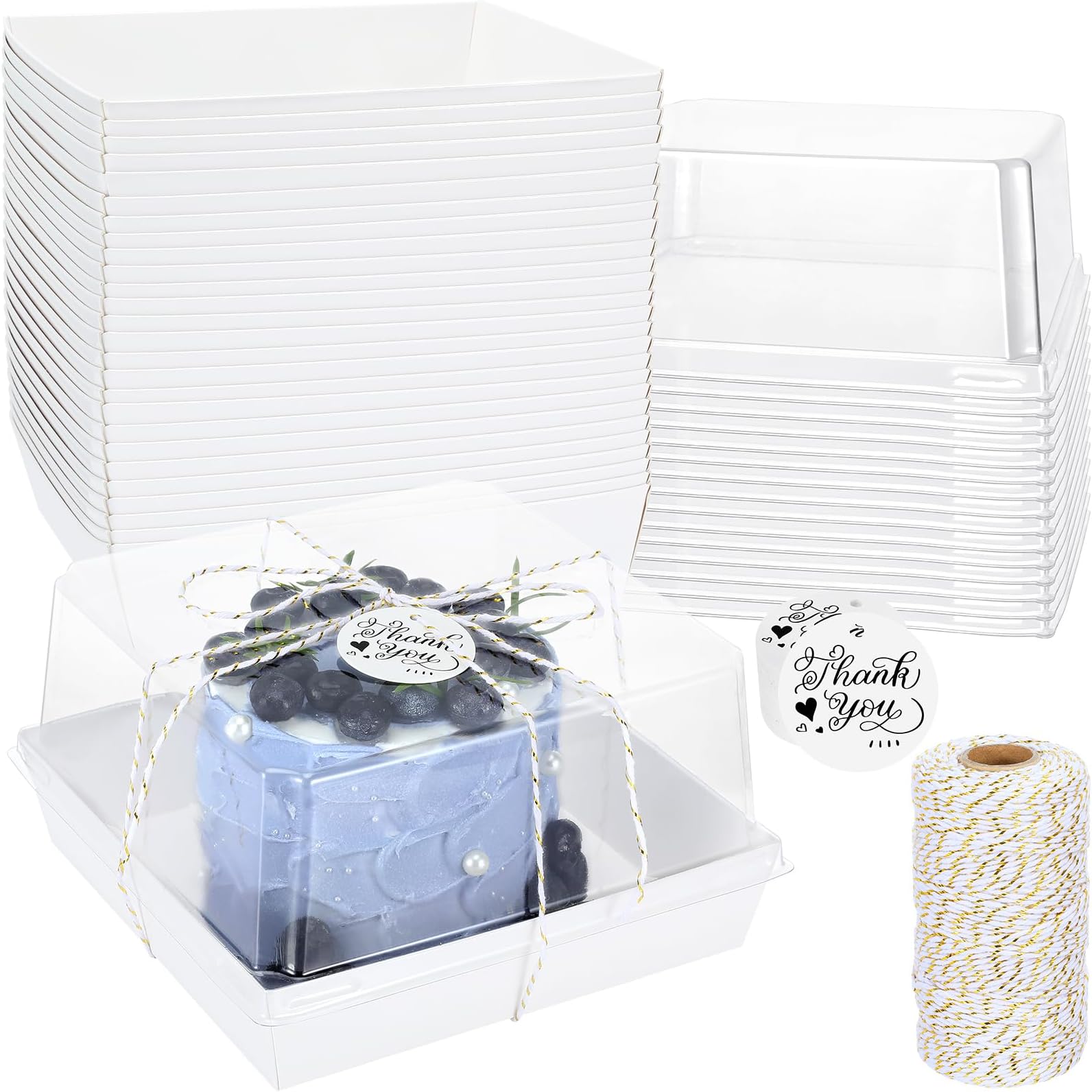 Amazon.com: OVKGL 50 Sets Square Plaid Cake Boxes Charcuterie Boxes ...