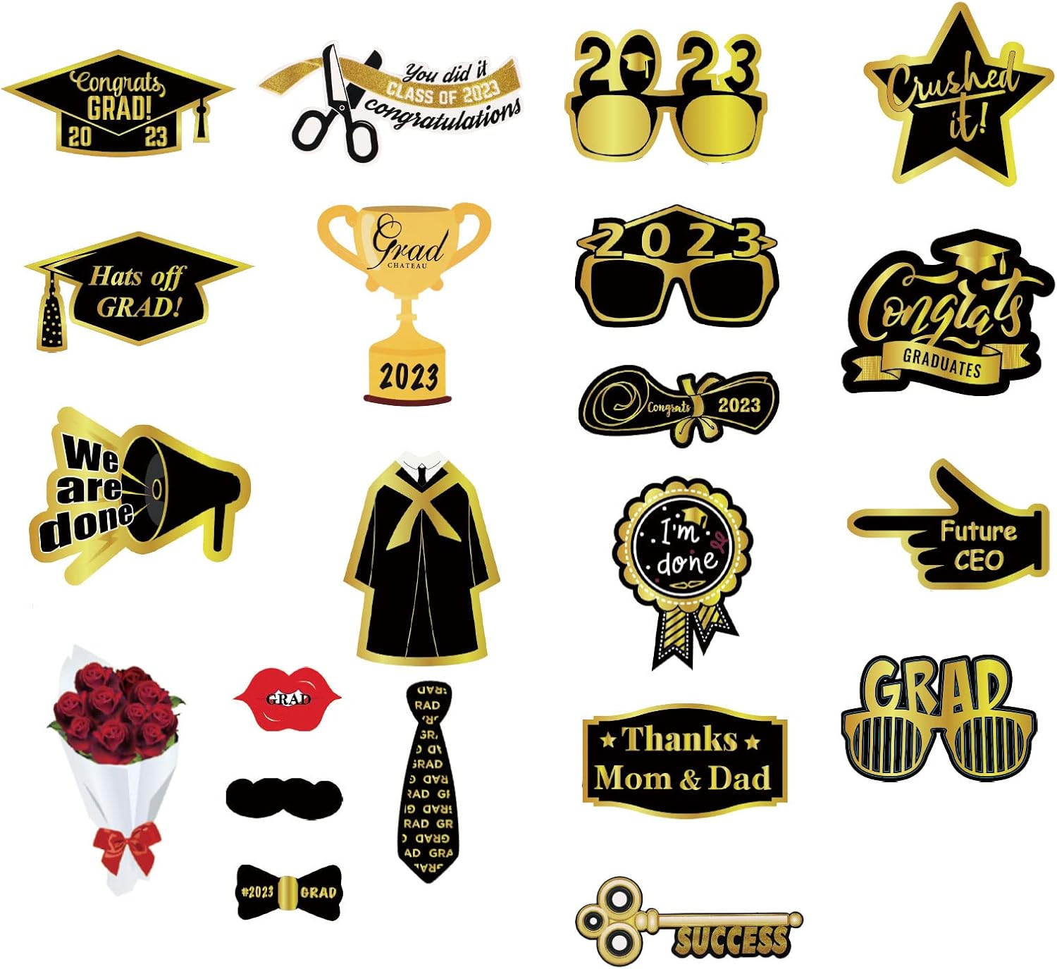 Amazon.com: Graduation Photo Booth Props - 21 Pcs 2023 Graduation ...