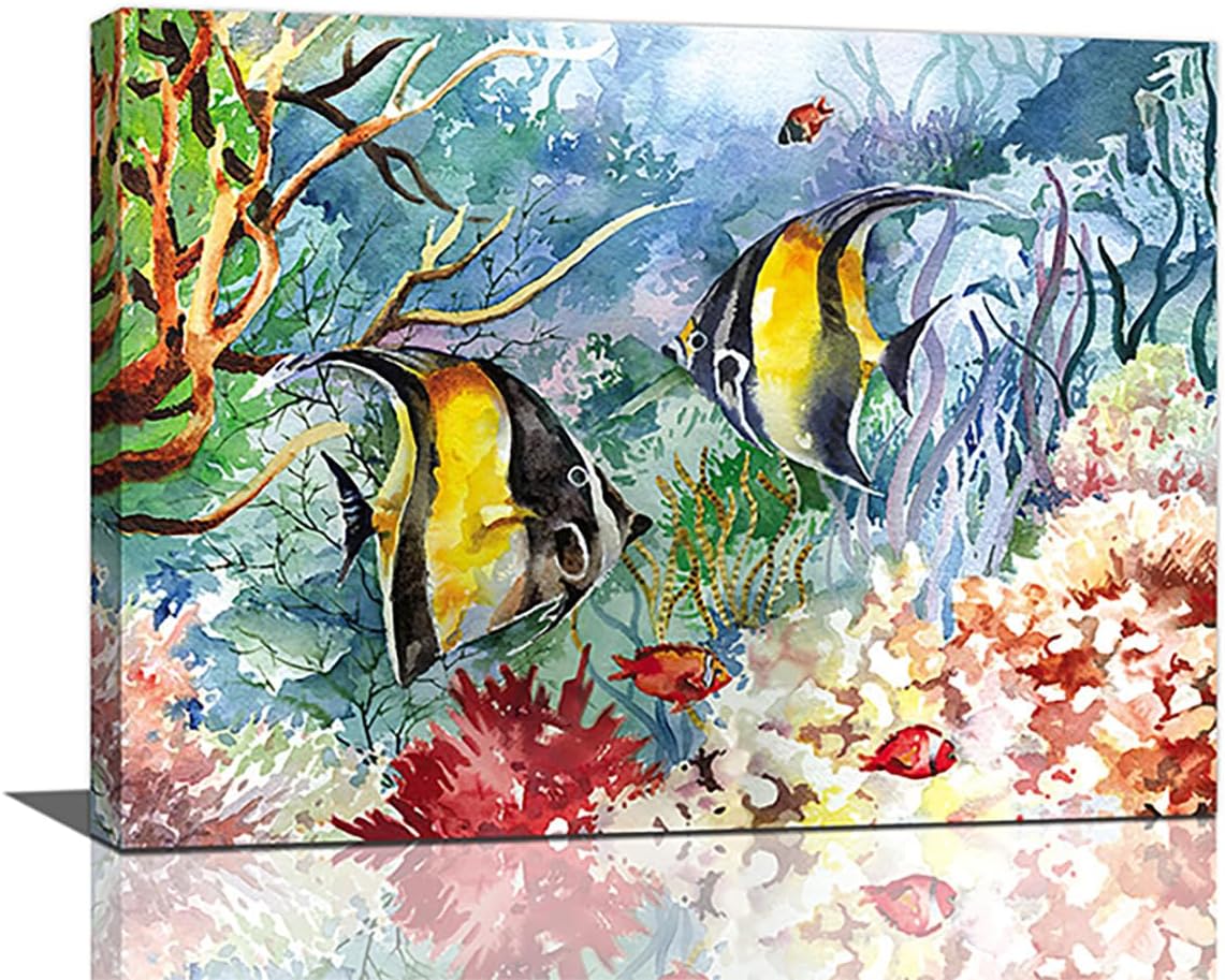 Amazon.com: reoqeosy Colorful Ocean Fish Decor Wall Art Tropical Fish ...