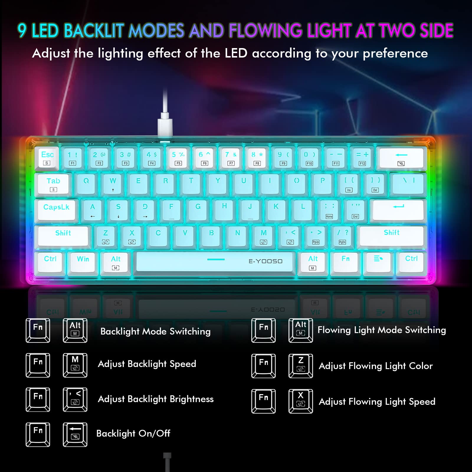 Snapklik.com : E-YOOSO 60% Mechanical Keyboard, RED Switches Mechanical ...