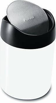 Amazon.com: simplehuman Countertop Trash Can, White Steel, 1.5 Liters ...