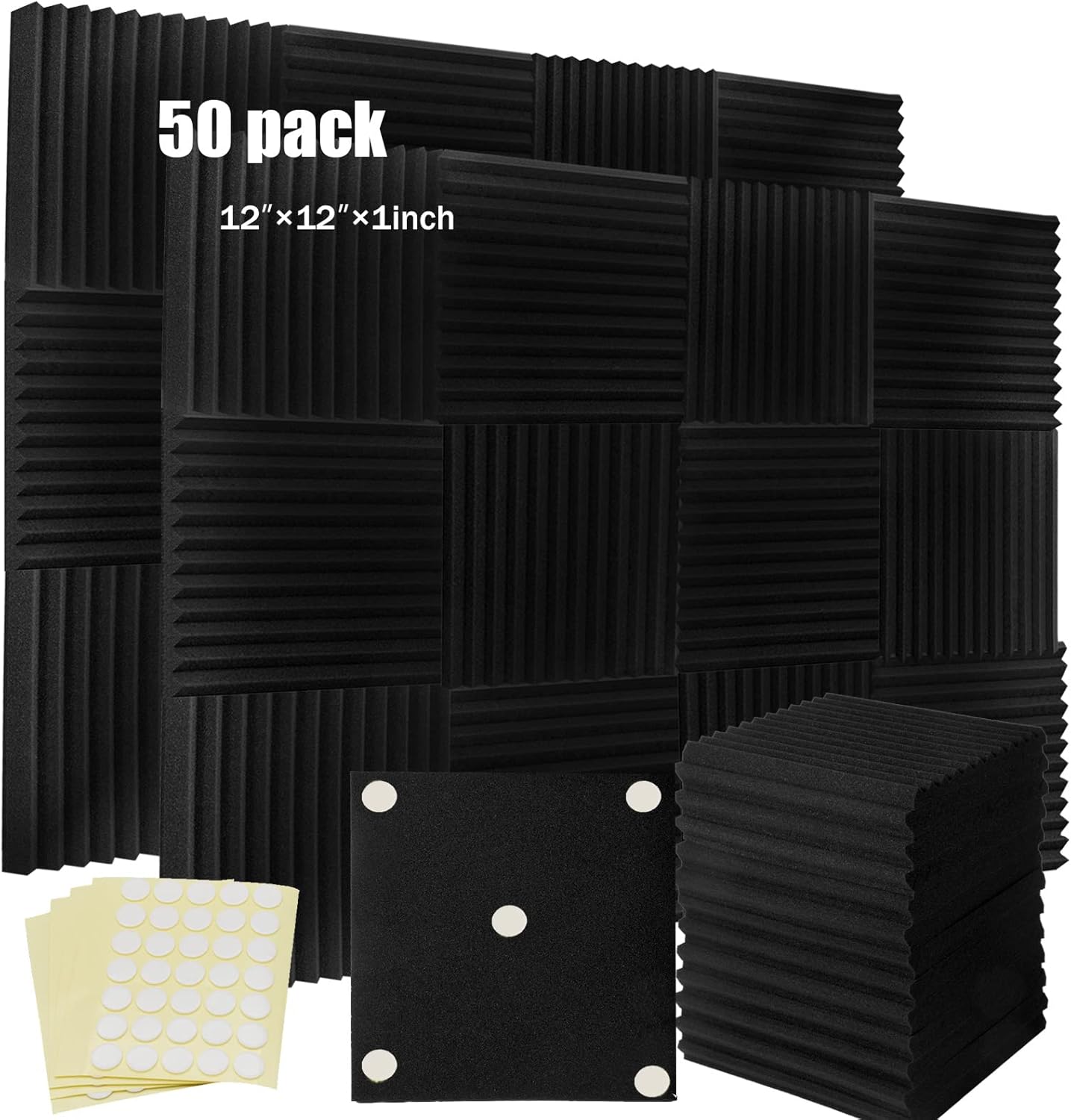 Amazon.com: 50 Pack Acoustic Foam Panels 1" X 12" X 12" Wedge ...
